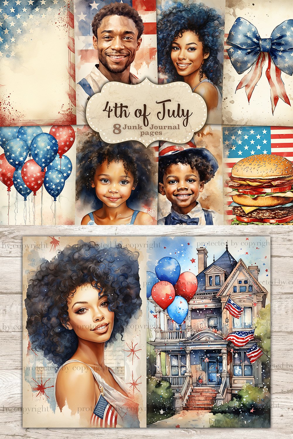 Fourth Of July Junk Journal Paper | 4th of July Printable