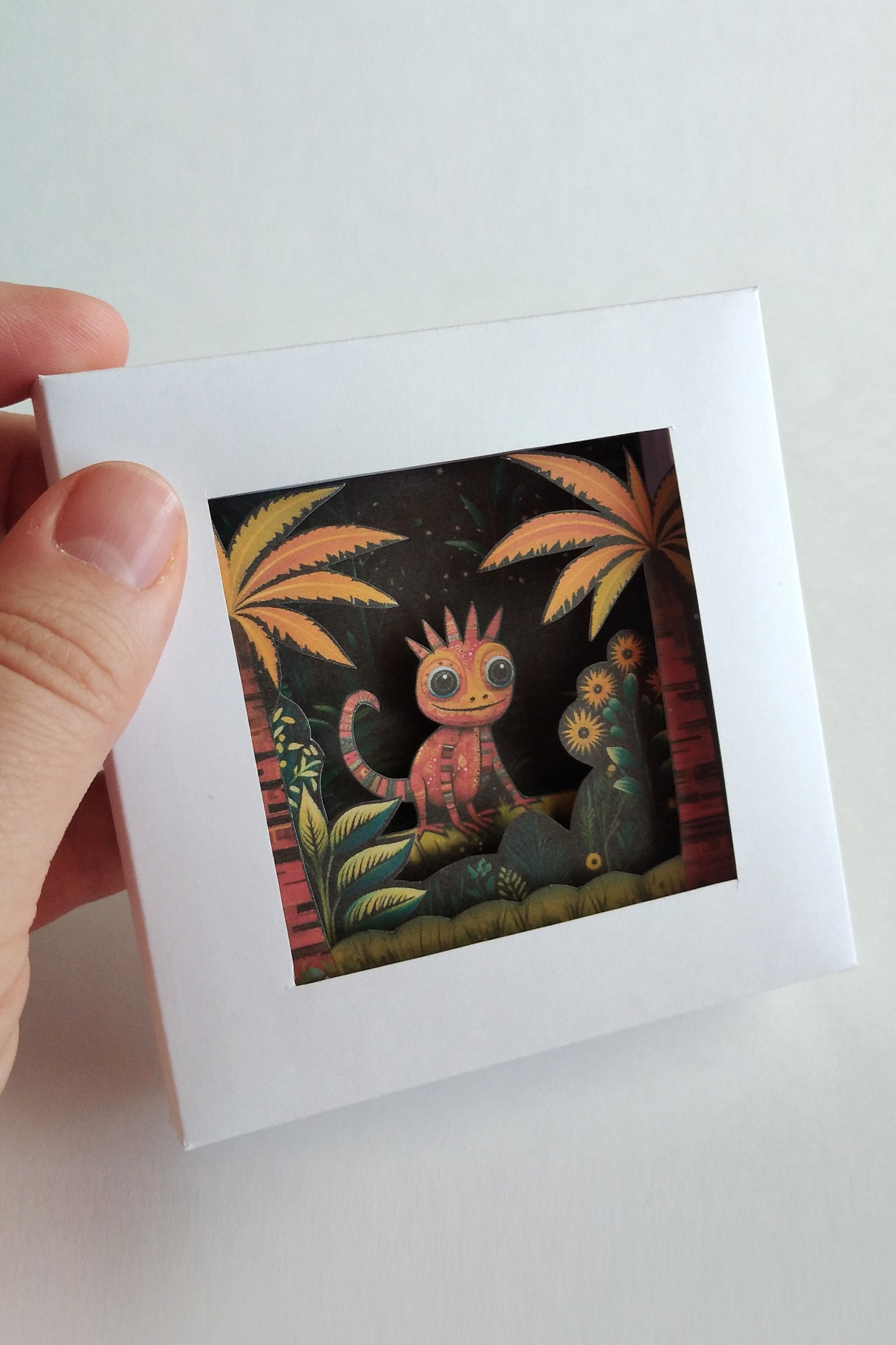 Shadow Box Template. Lizard