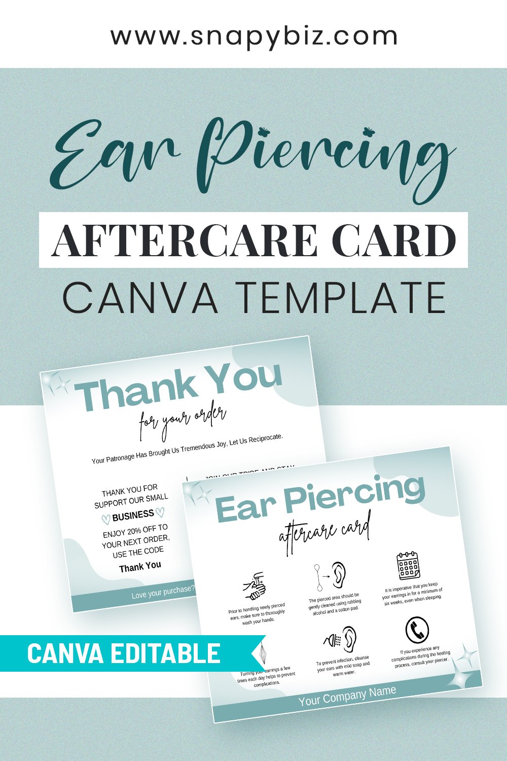 Ear Piercing Aftercare Canva Card