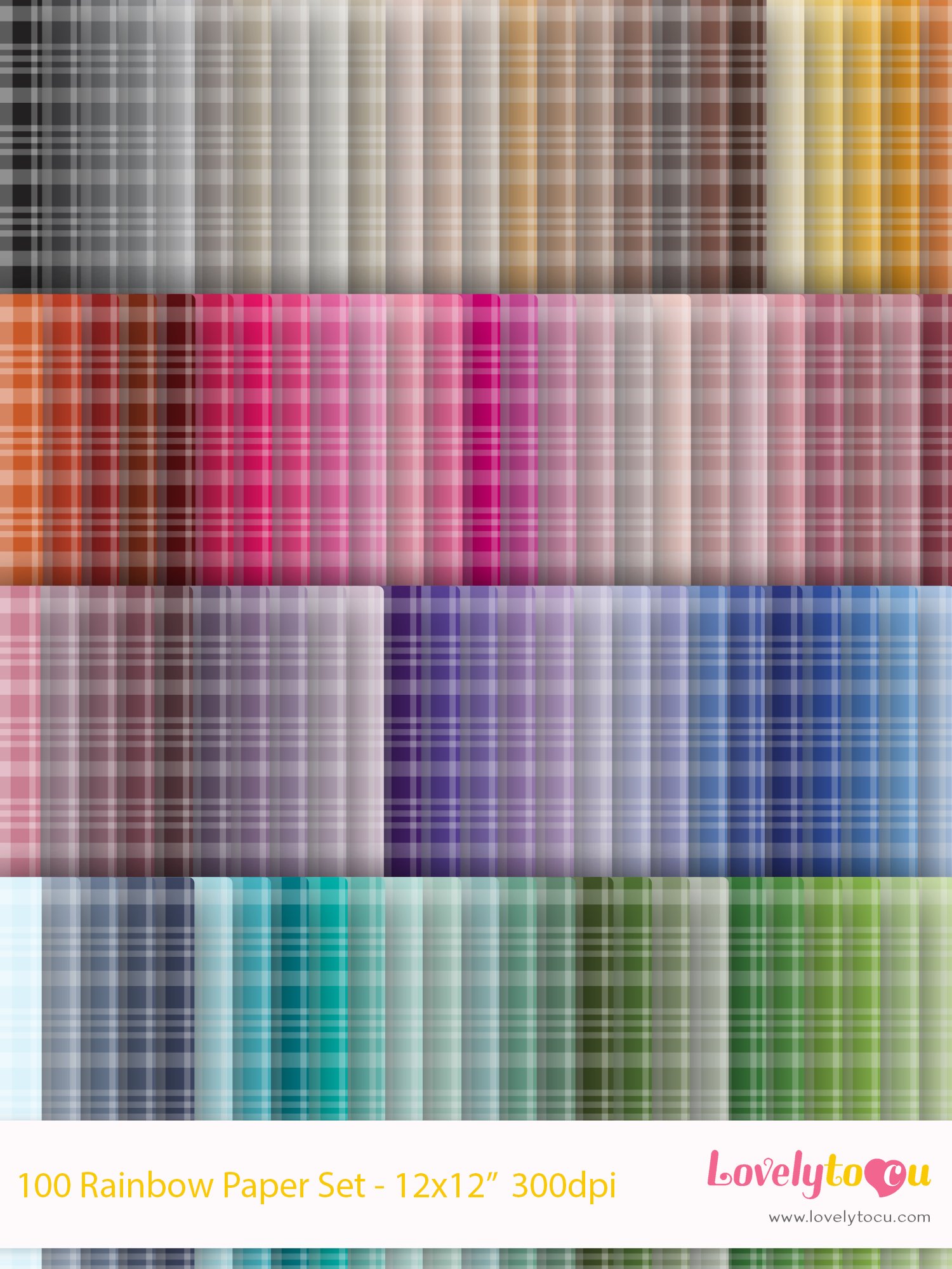 Basic multi width plaid, 100 colors seamless paper patter
