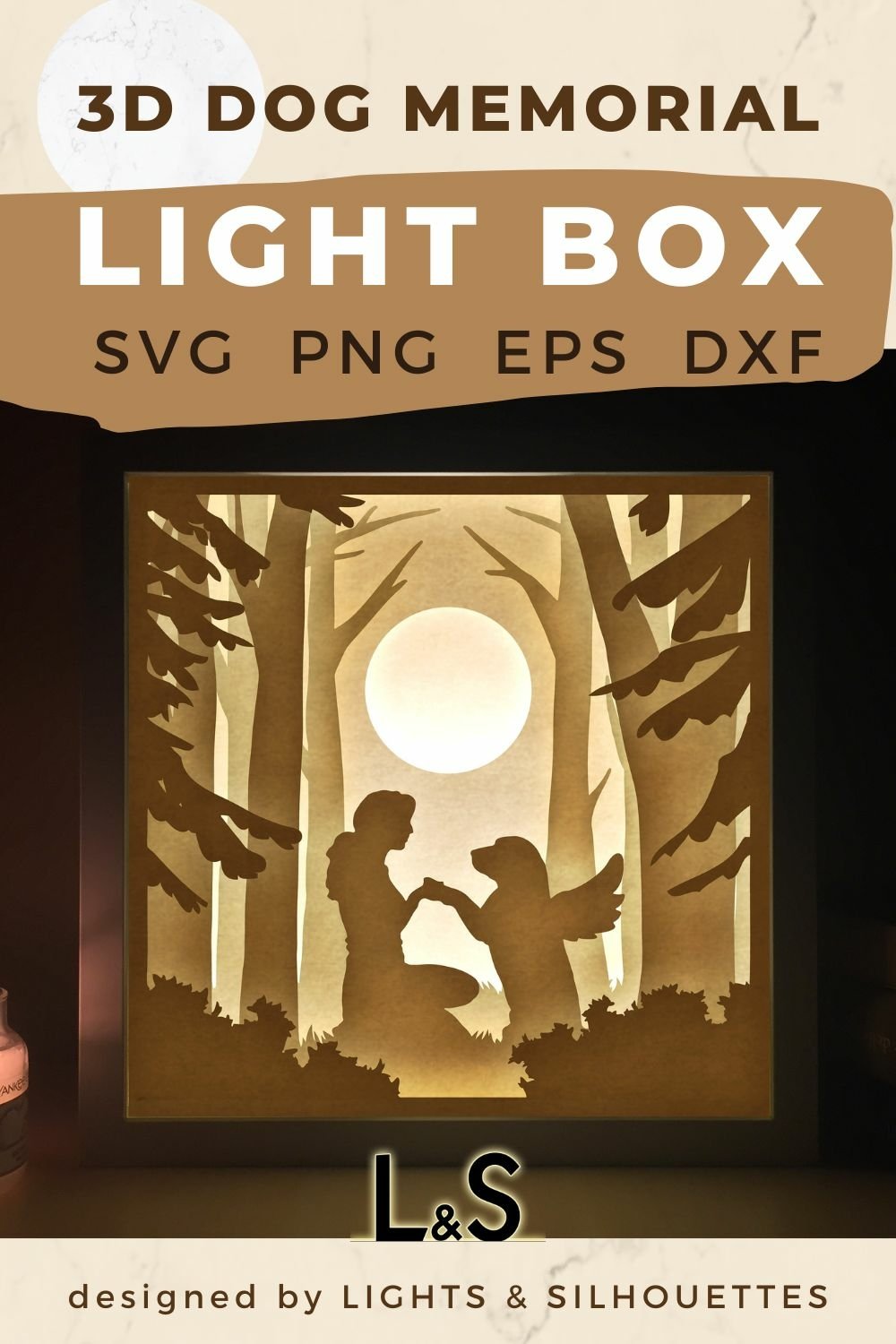 Layered Shadow Box Template | Dog Memorial Design