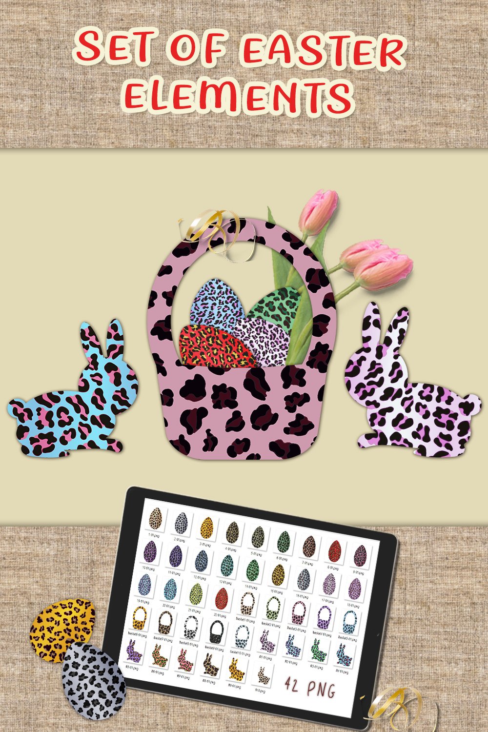 Set of Easter elements.