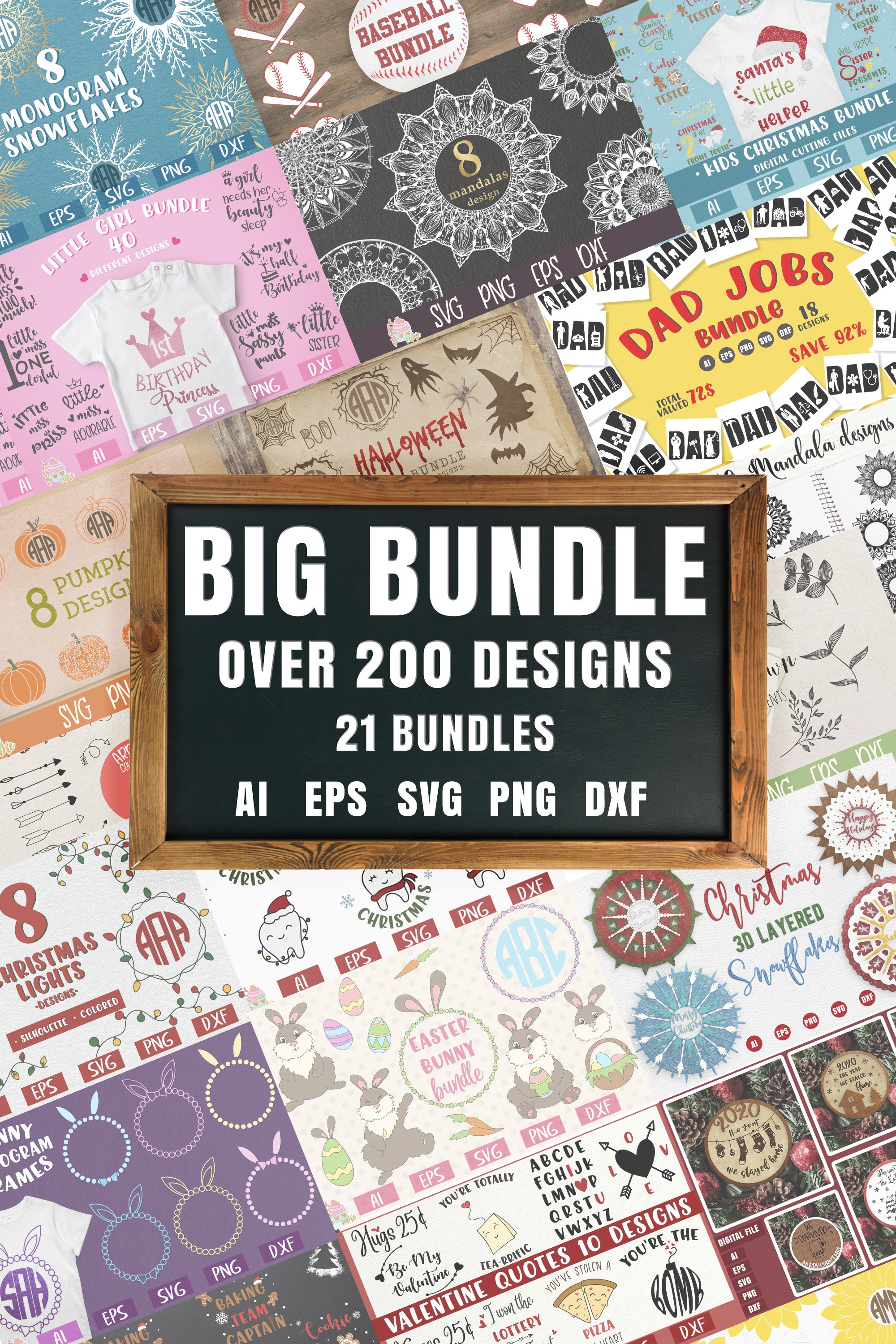Big Bundle - 21 Bundles In One - SVG AI EPS PNG DXF