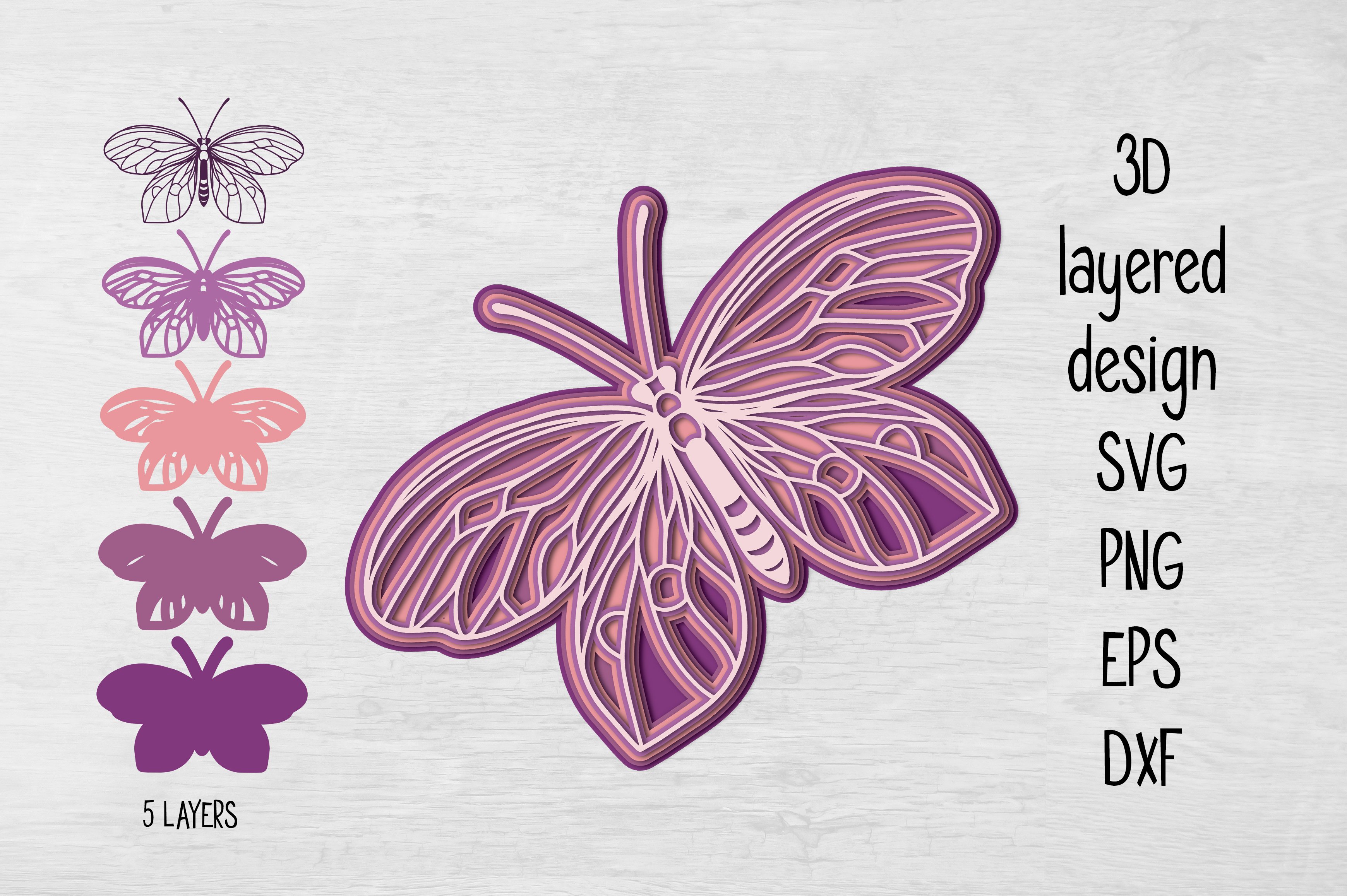 3D layered butterfly Cut file (832171)