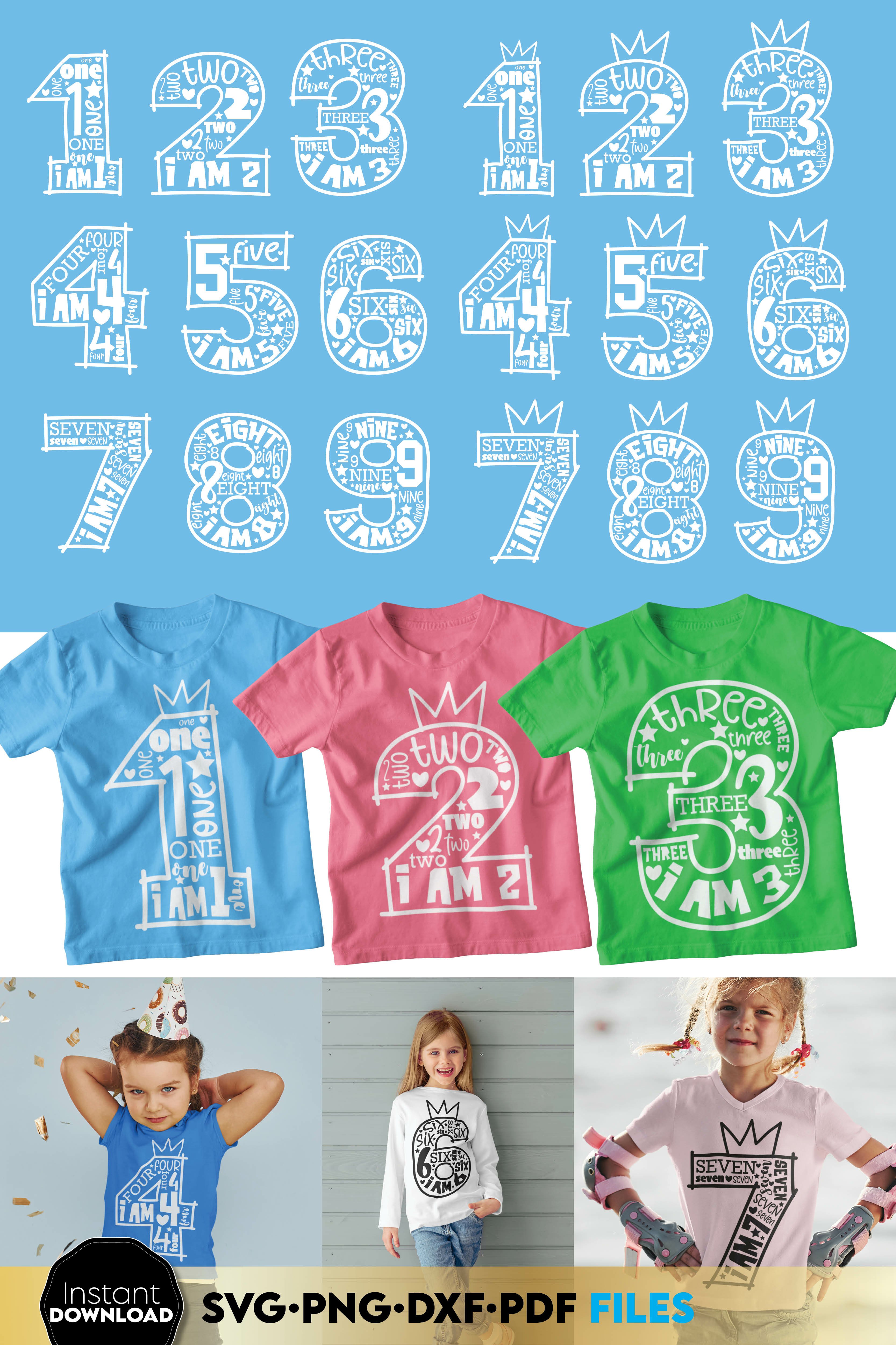 Birthday Numbers 1 - 9 | Numbers SVG | Kids Birthday Shirt