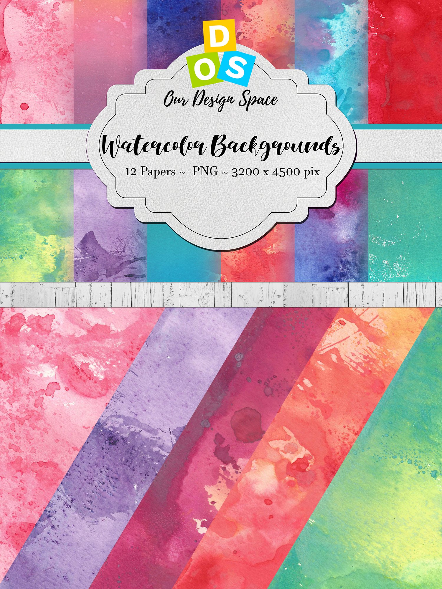 Watercolor Backgrounds / Hand-painted PNG Digital Papers