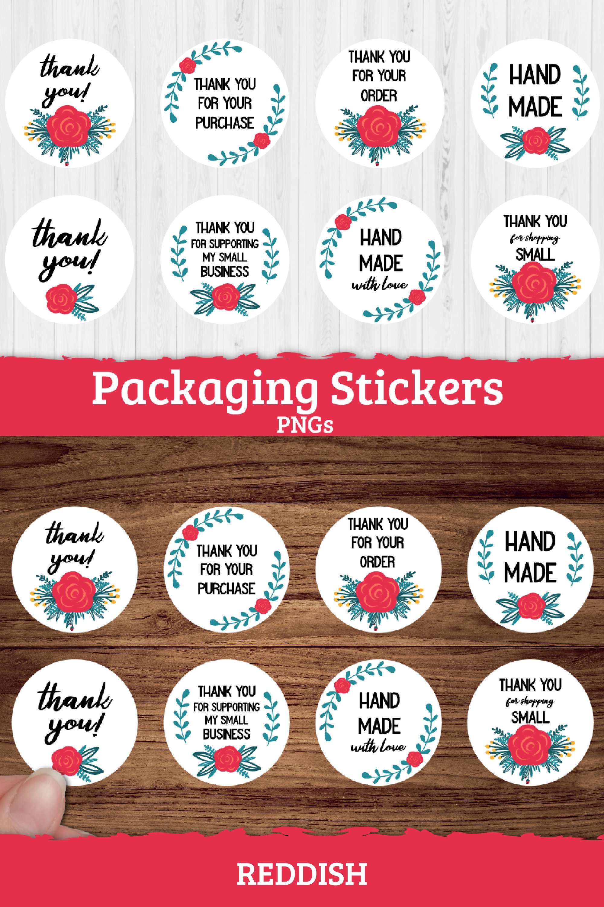 8 Small Business Stickers set, 8 Packaging labels (1297481)