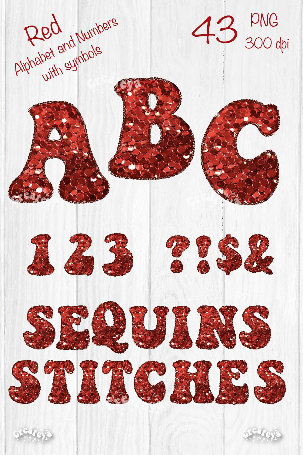 Red Christmas Alphabet PNG Letters Numbers Symbols Glitter