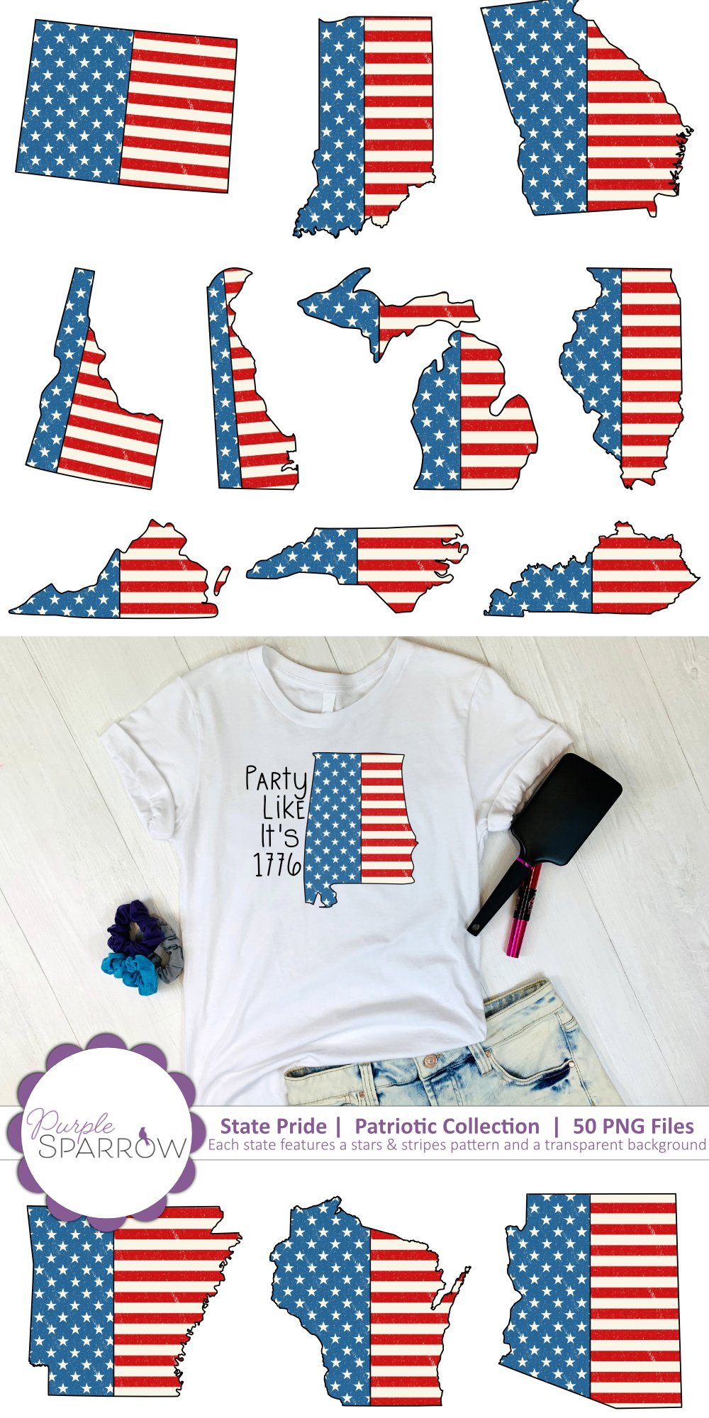 State Pride | Patriotic | 50 PNG Files