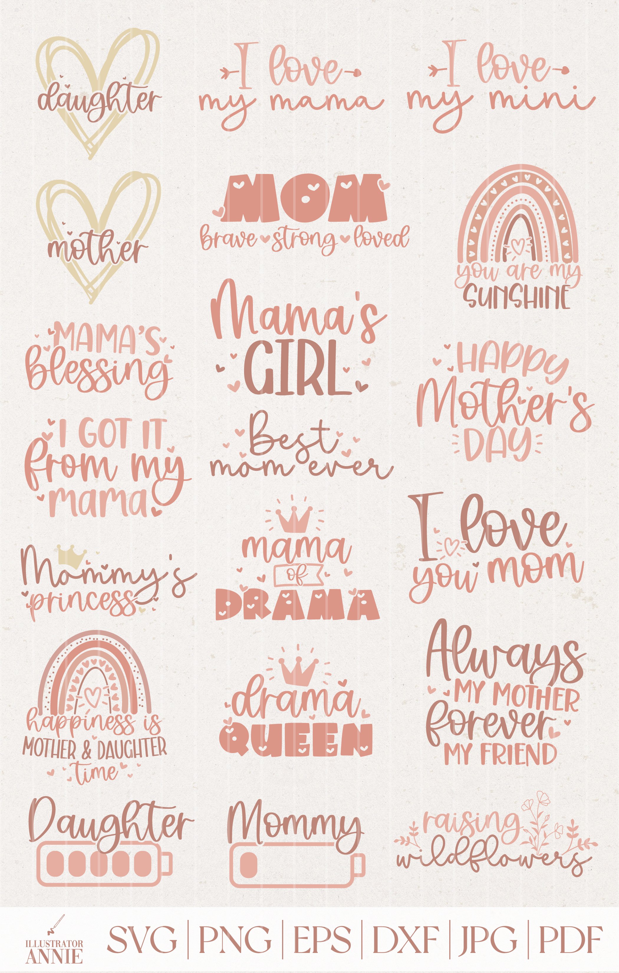 Mom And Daughter SVG Quote Bundle - Mothers Day SVG Bundle