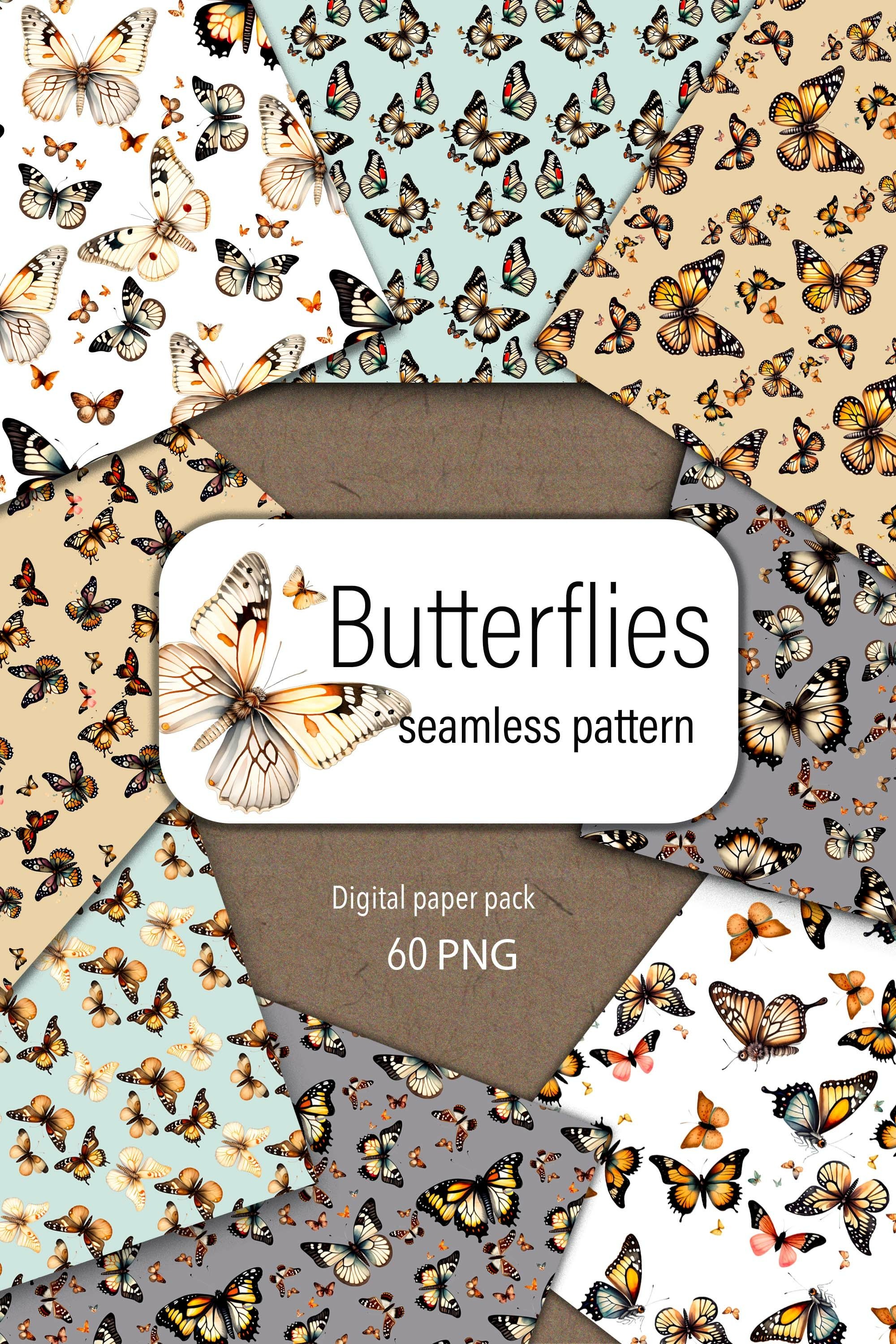 Seamless pattern PNG, Butterly wallpaper 60 PNG