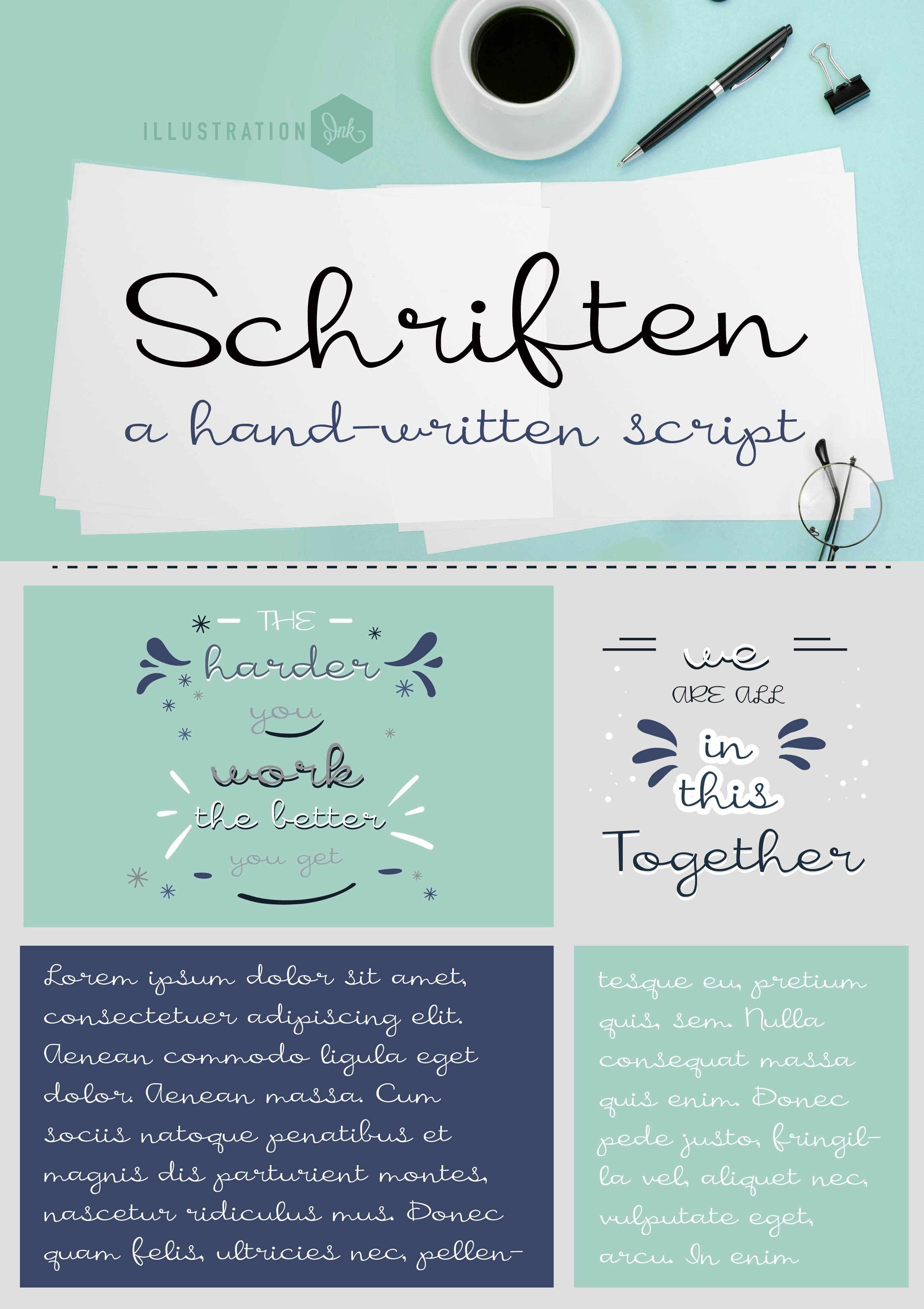 Hand-crafted, hand-written, script font