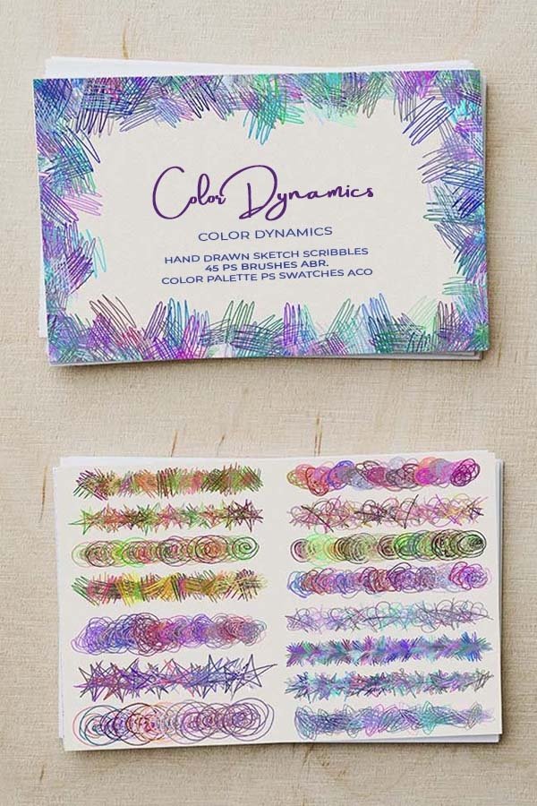 45 Color Dynamics Scribble Photoshop Brushes - Pack 1