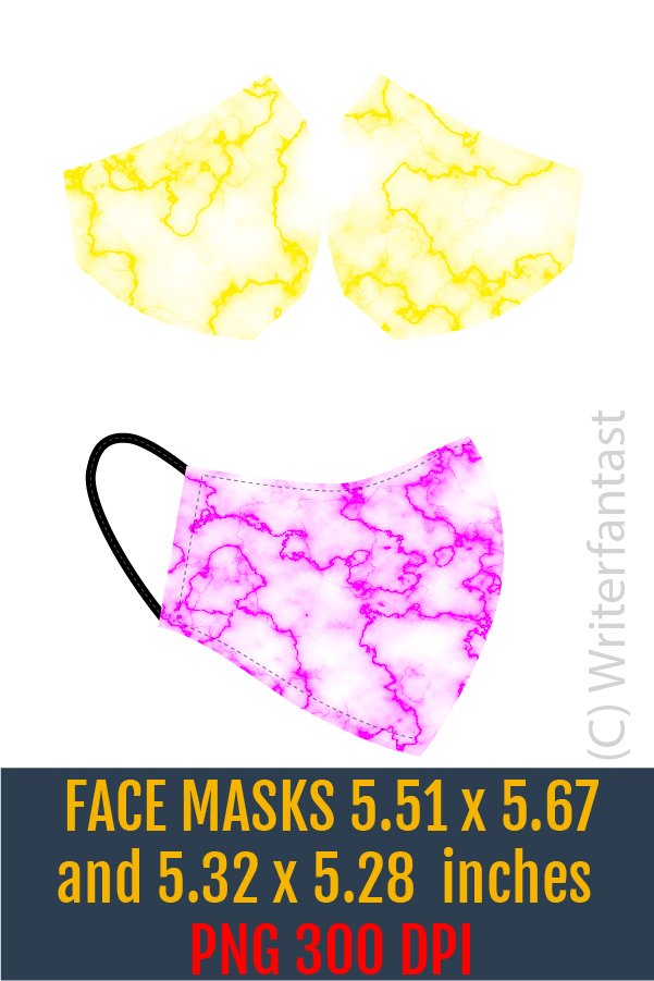 Male and Female Face masks templates, marble textures
