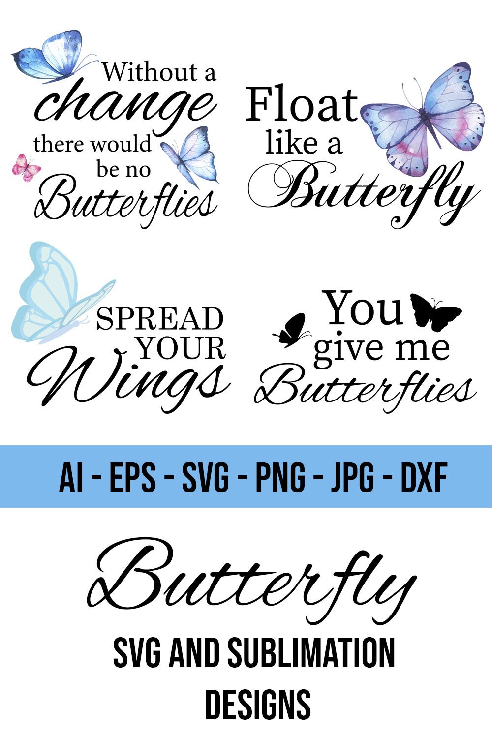 Butterfly SVG, Butterfly Cricut and Sublimation Bundle