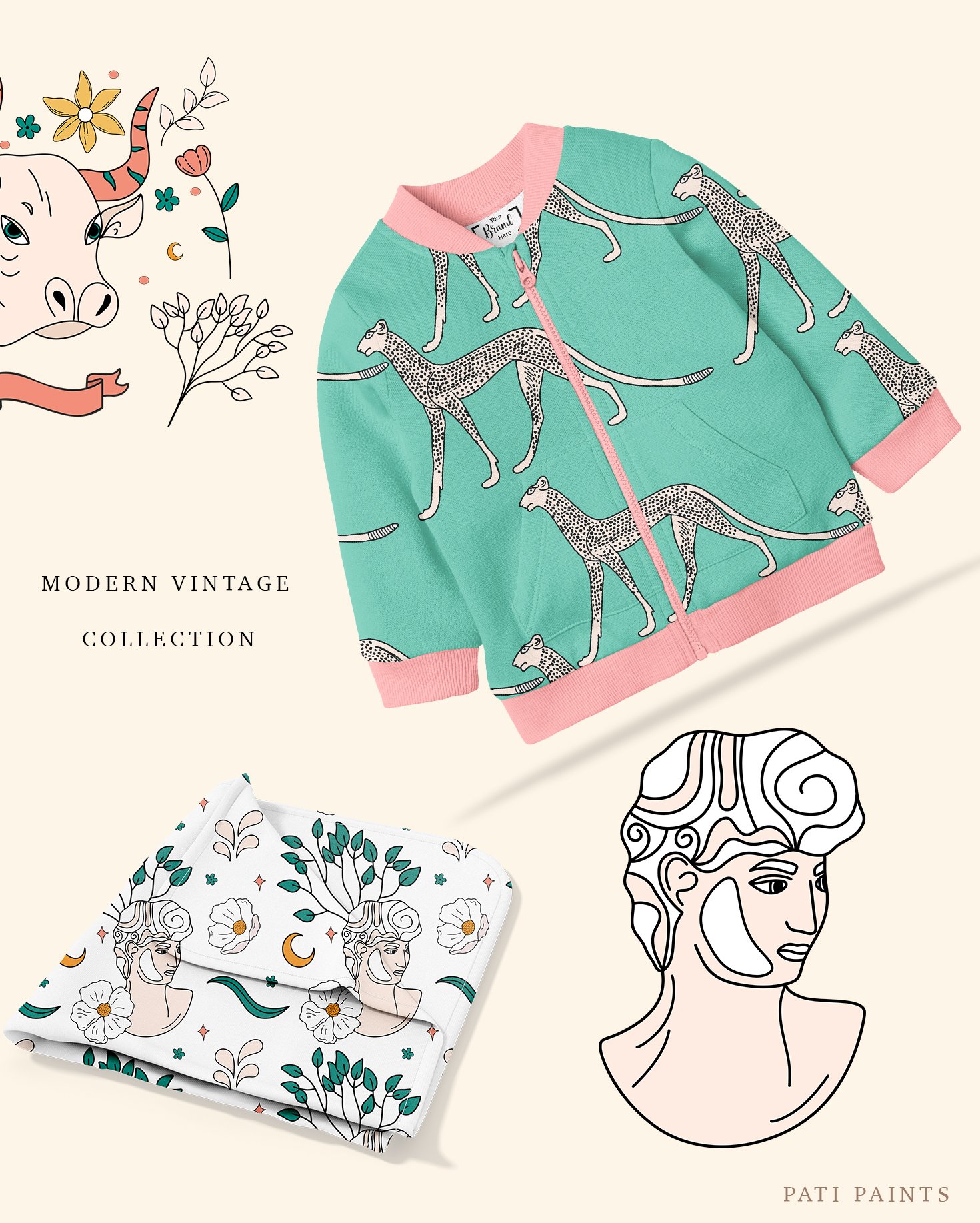 Modern Vintage Vector Clipart Pattern Collection