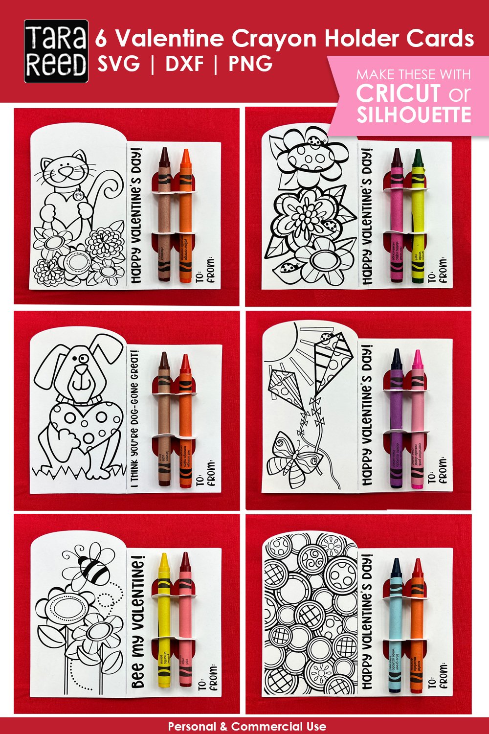 Valentine's Day Print and Cut Coloring Cards for Cricut