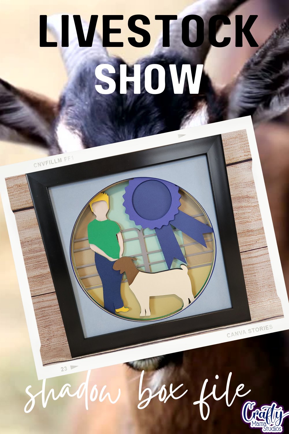 Goat Svg Shadow Box, 3D Layered Goat Competition Cut File