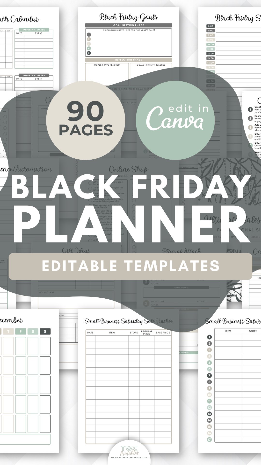 Black Friday planner canva templates