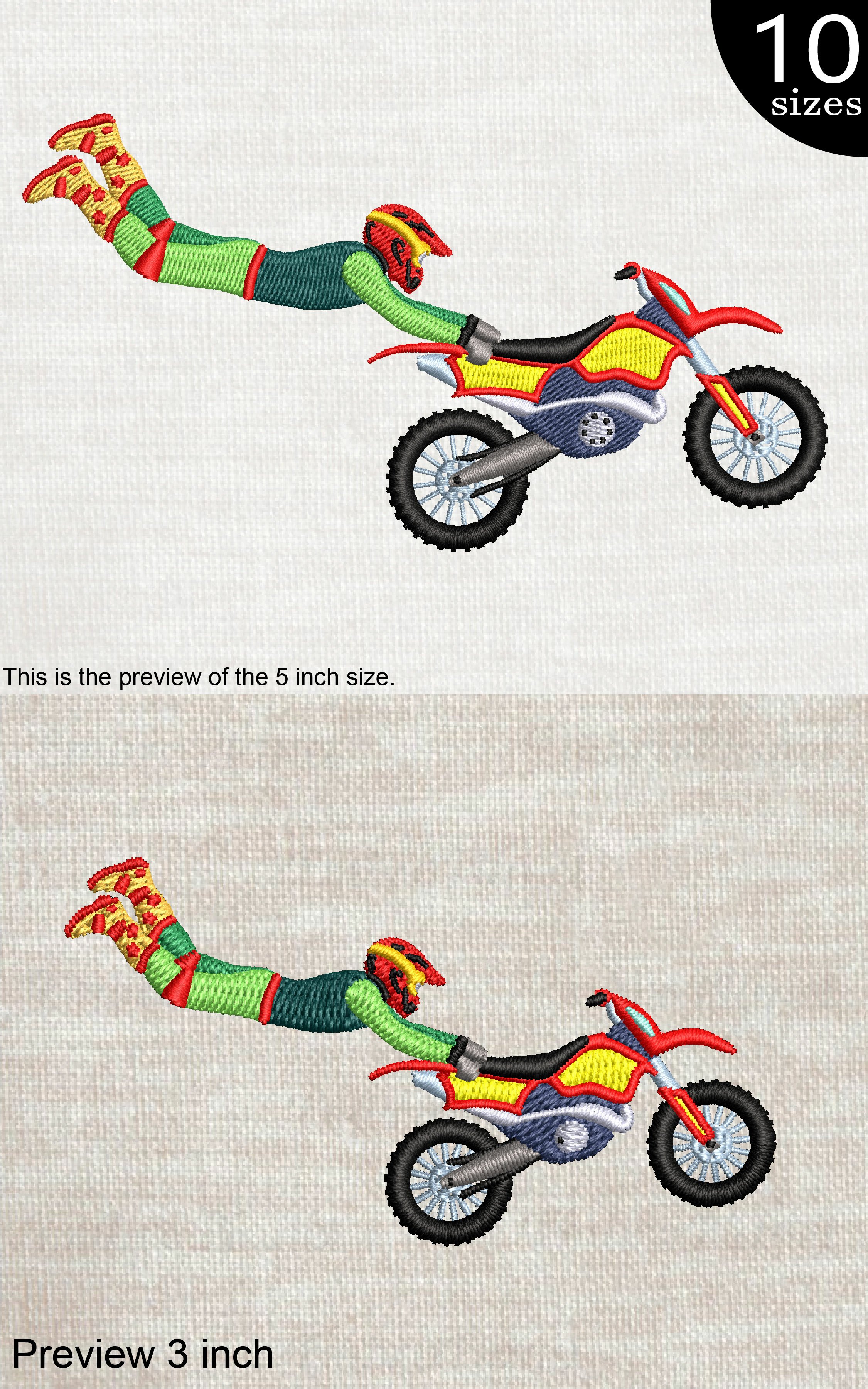 Flying Biker Motocross - Embroidery Files - 90e