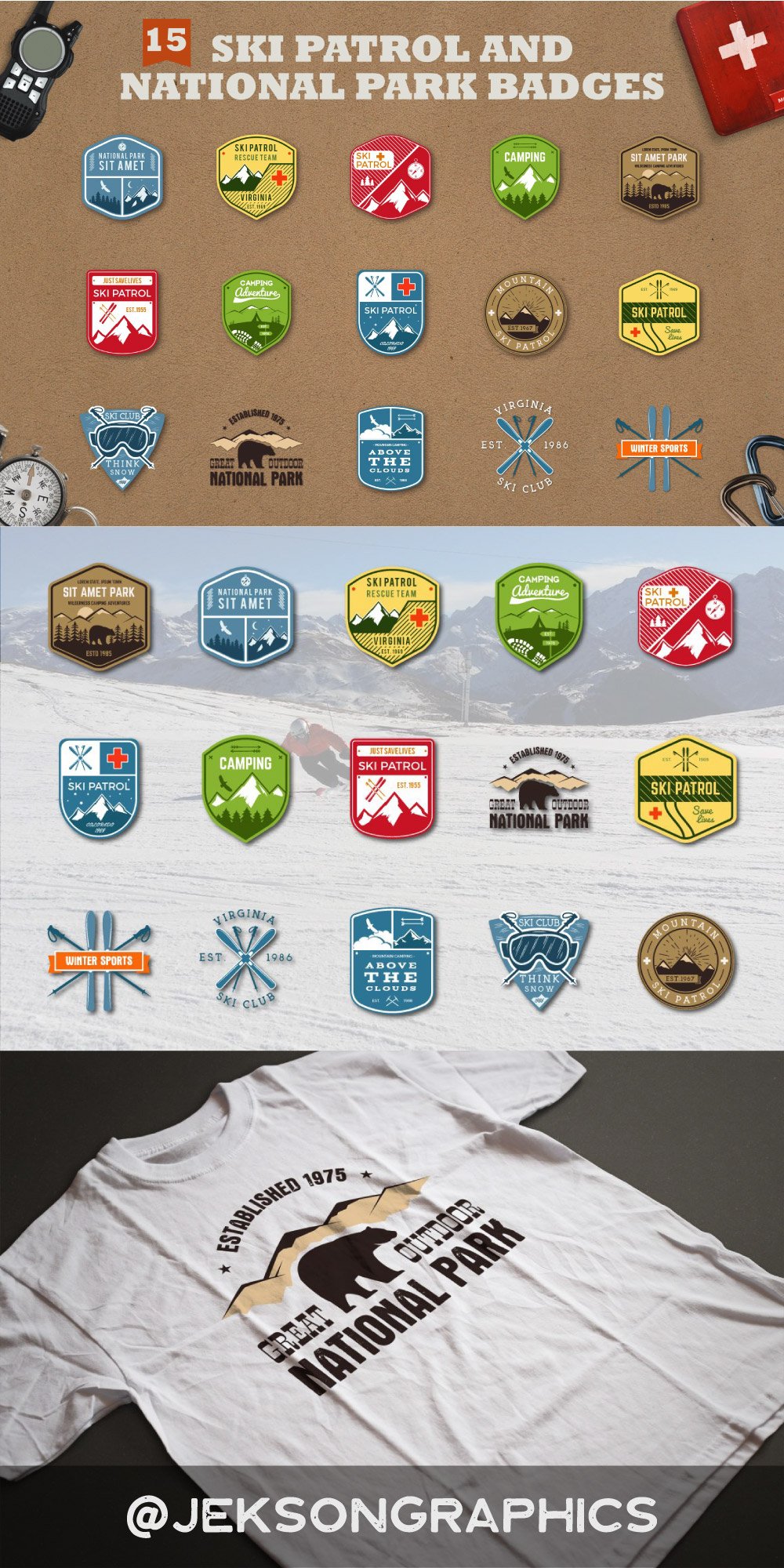 Mountain Ski Patrol & Camping Badges