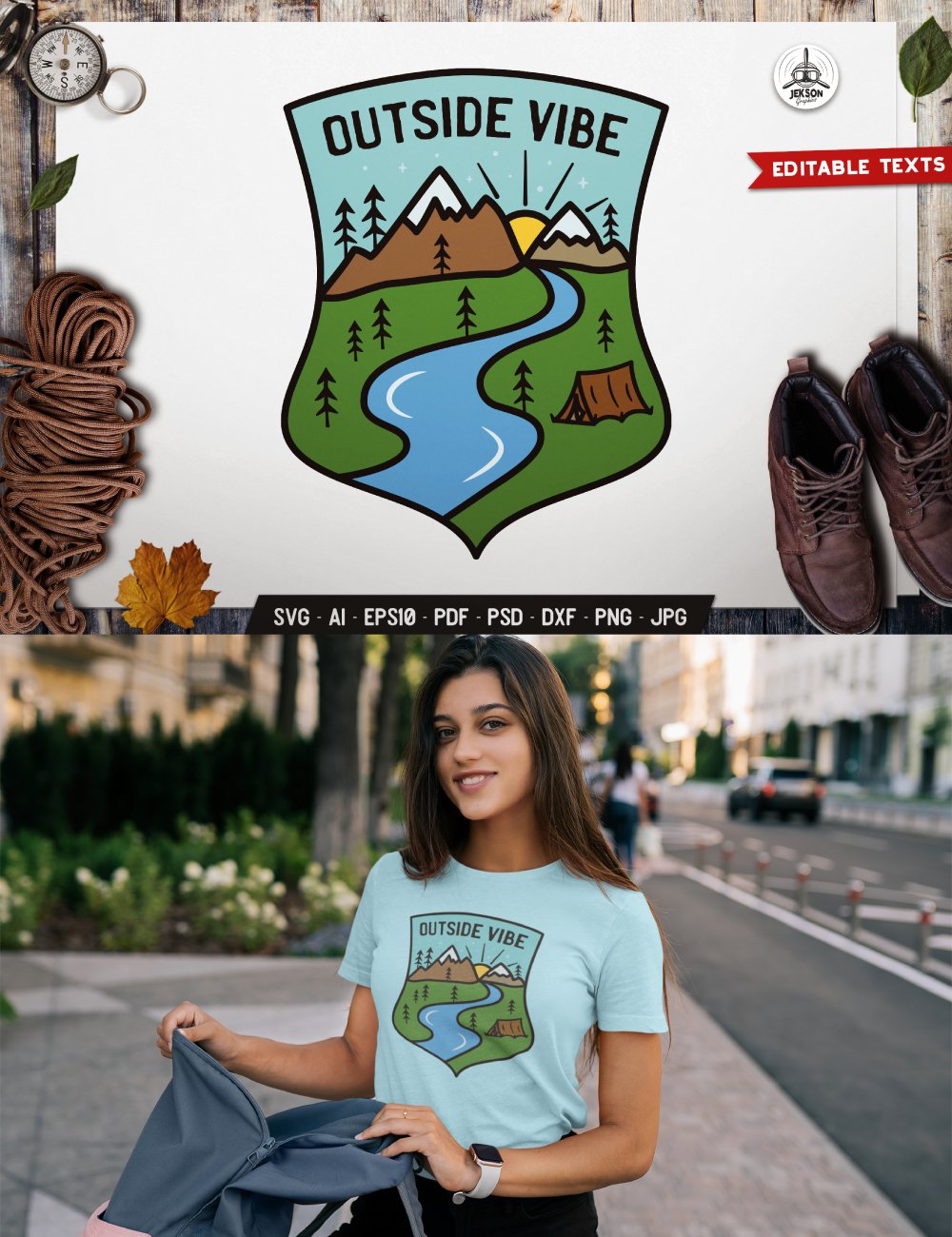 Outside Vibe SVG Sublimation Design Logo Adventure Label DXF