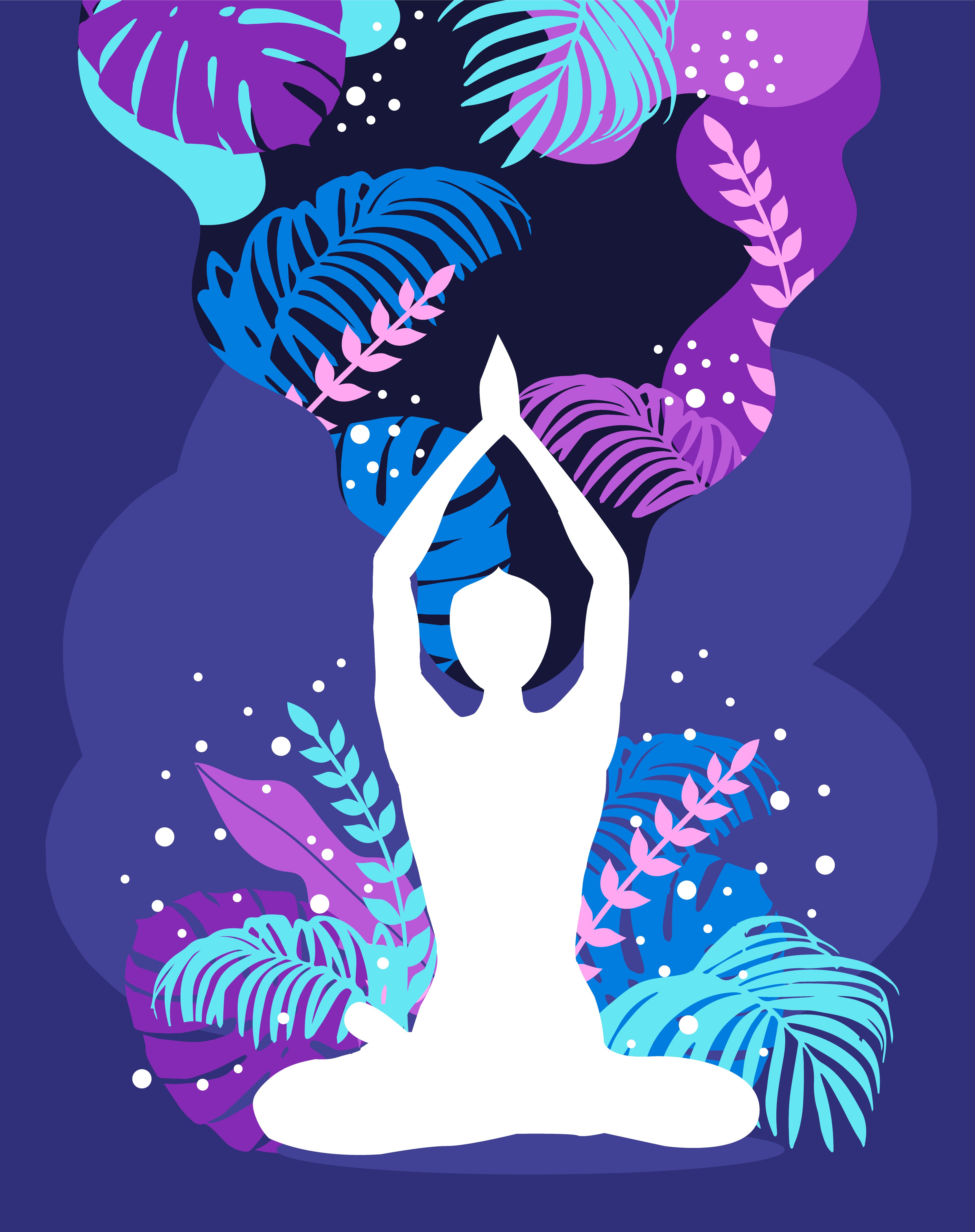 Meditation, yoga and mindfulness. vector illustration
