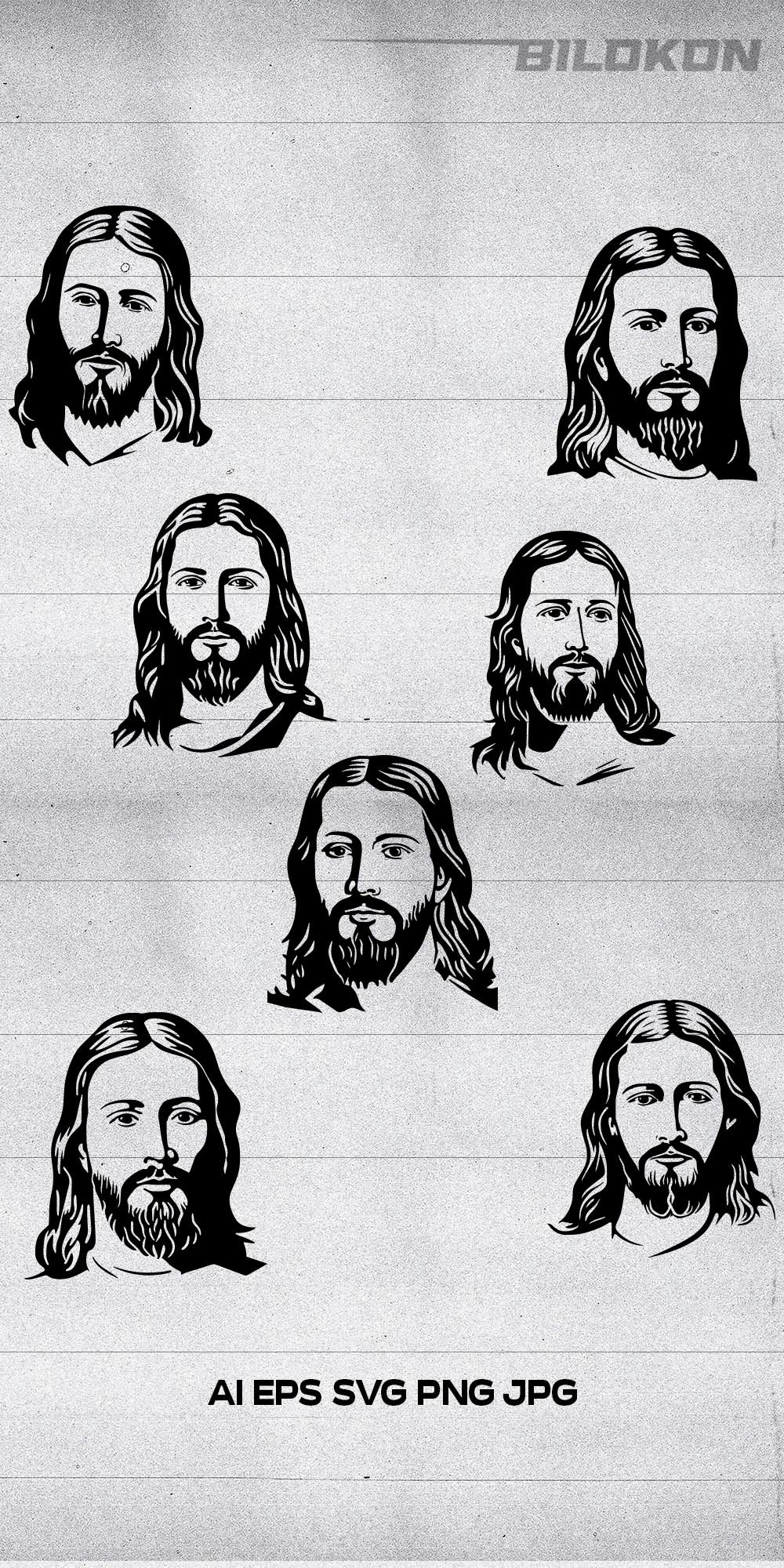 Jesus Vector, Jesus Face illustration , SVG Bundle