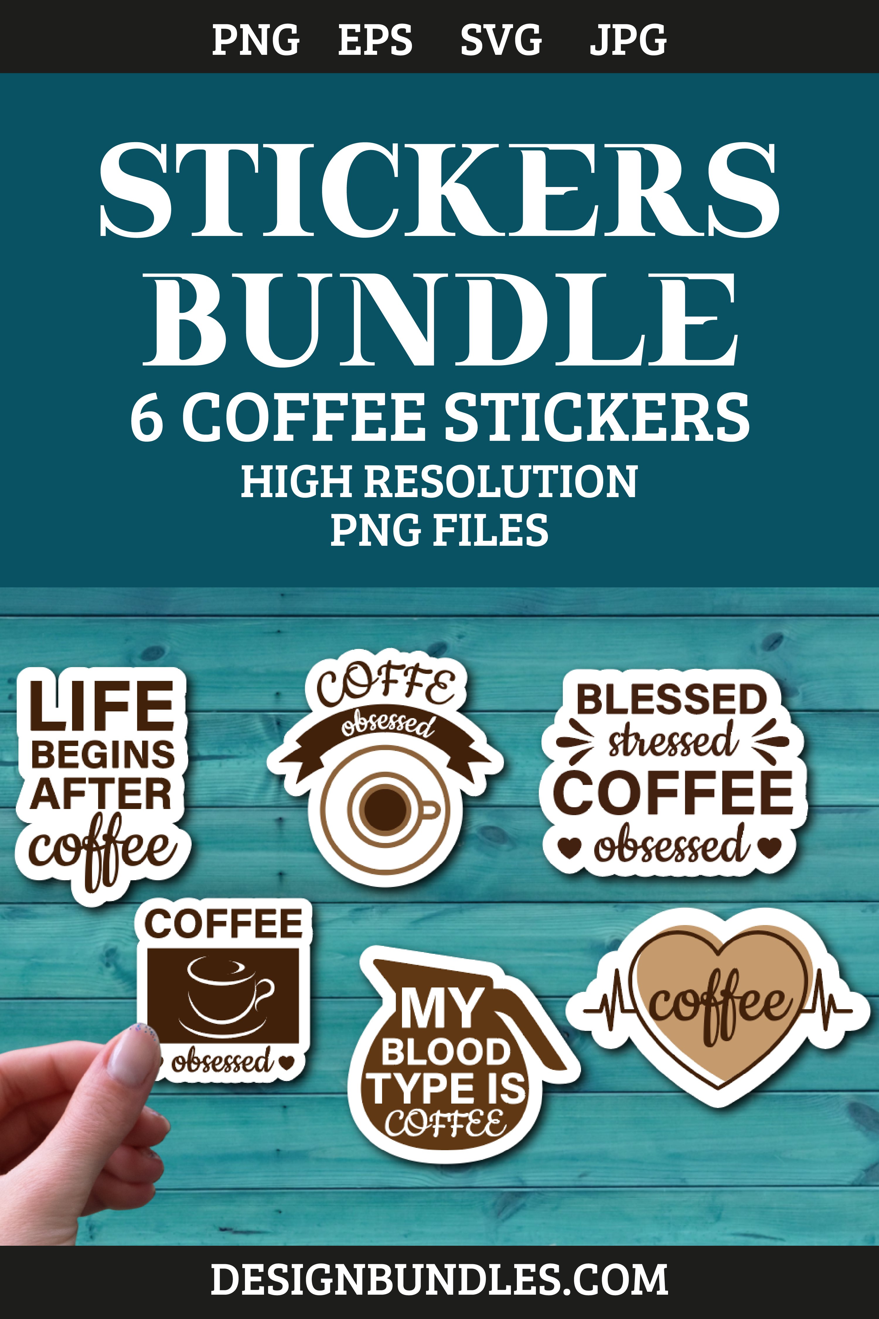Coffee stickers quotes PNGs 300 dpi