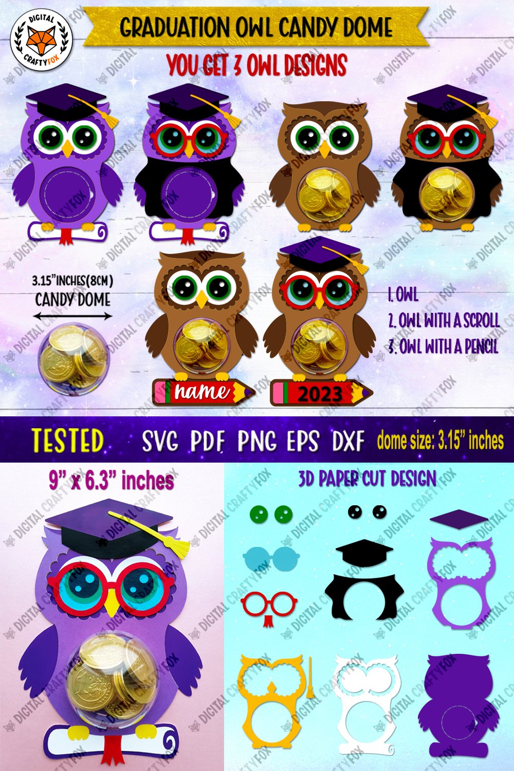 Owl Graduation Candy Dome | Graduation Candy Dome SVG