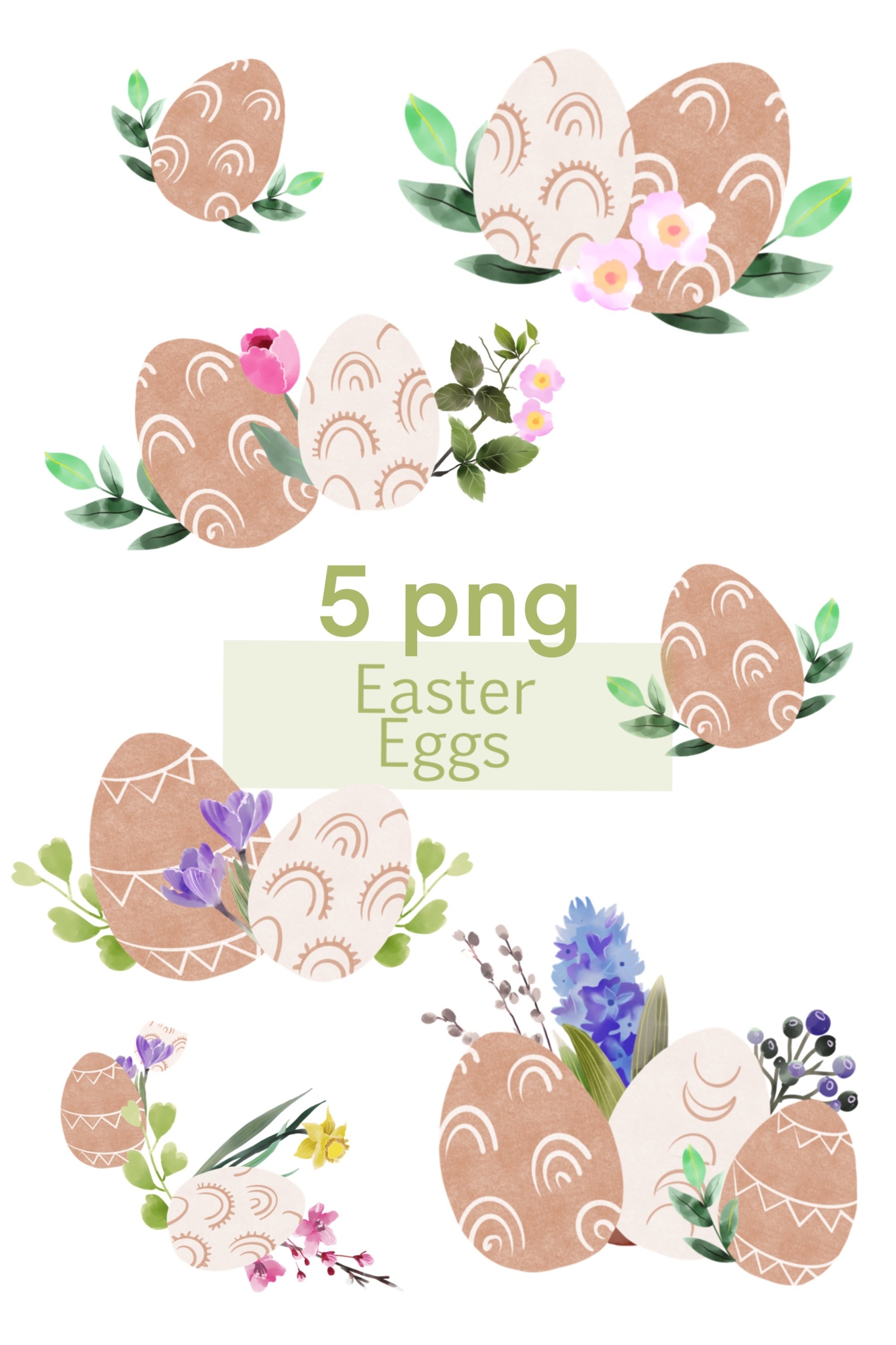Boho Easter eggs, Decorative eggs png, happy easter