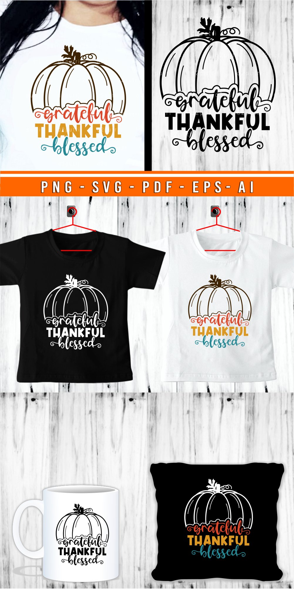 Grateful Thankful Blessed, Fall SVG, Autumn SVG Design