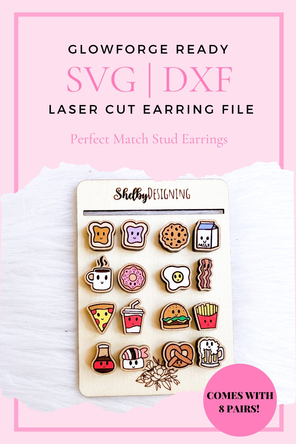 Perfect Match Kawaii Food Earrings - Laser Cut SVG DXF File