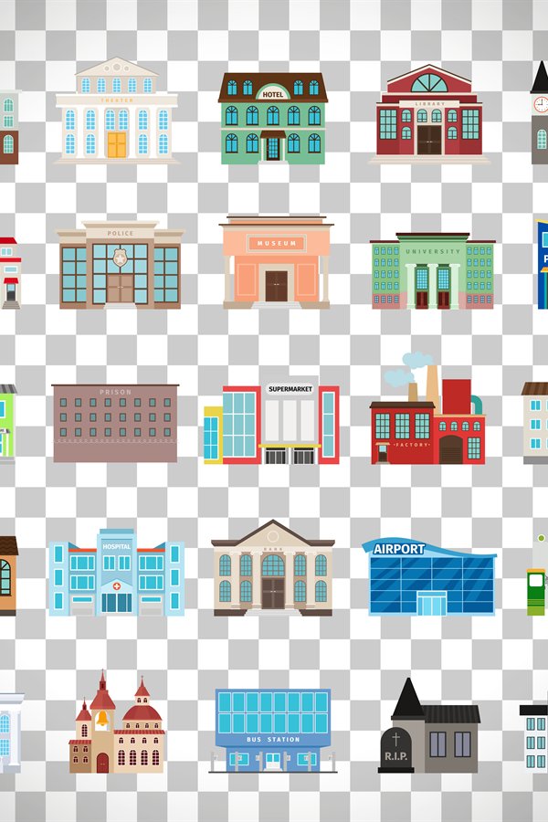 Government buildings on transparent background