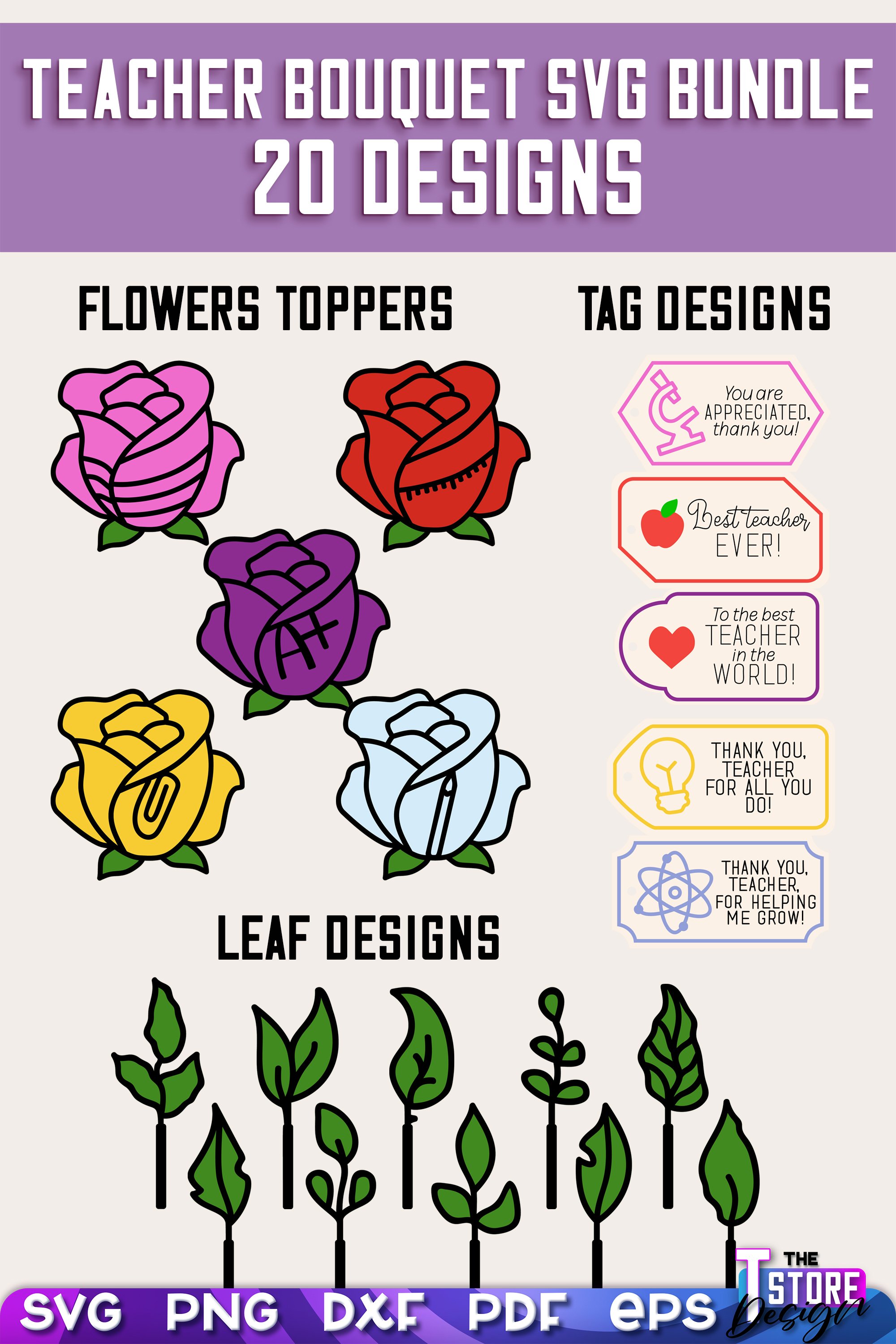 Teacher Bouquet SVG Bundle |Flowers for Teacher SVG Design