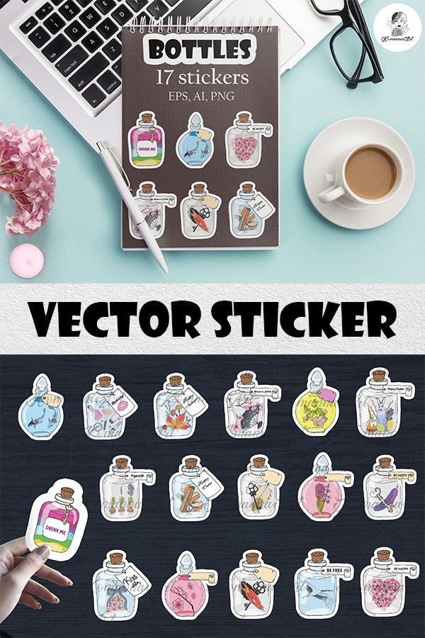 Vector Bundle Stickers graphics Digital doodle (1056588)