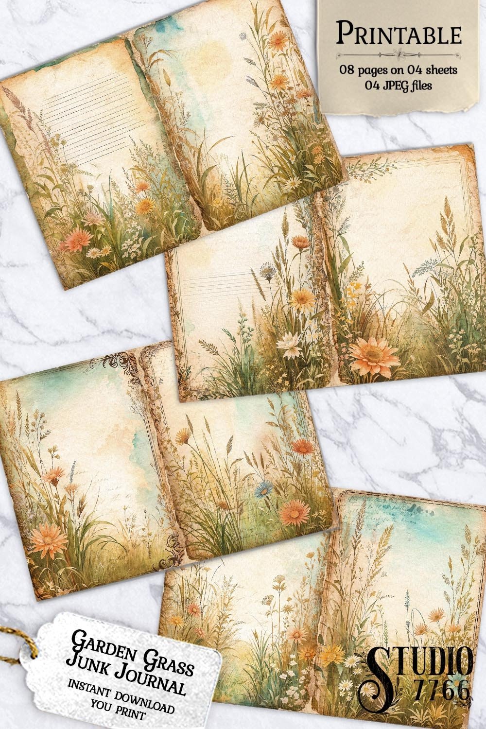 Garden Grass Junk Journal Pages