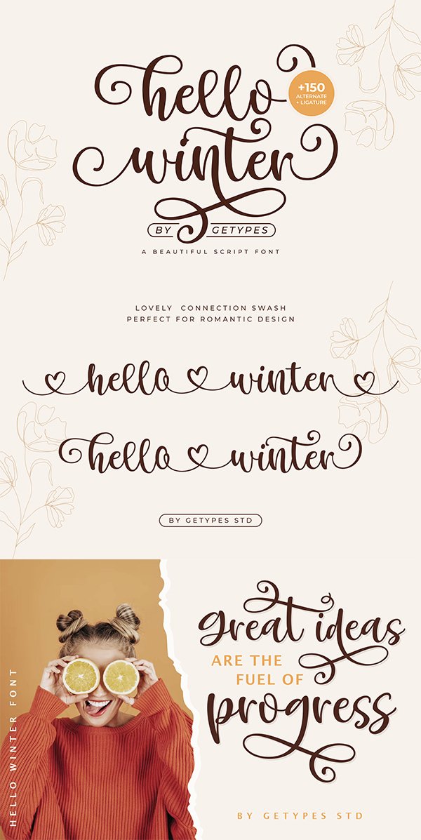 Hello Winter - A Bouncy Handwritten Script Font (1608321)