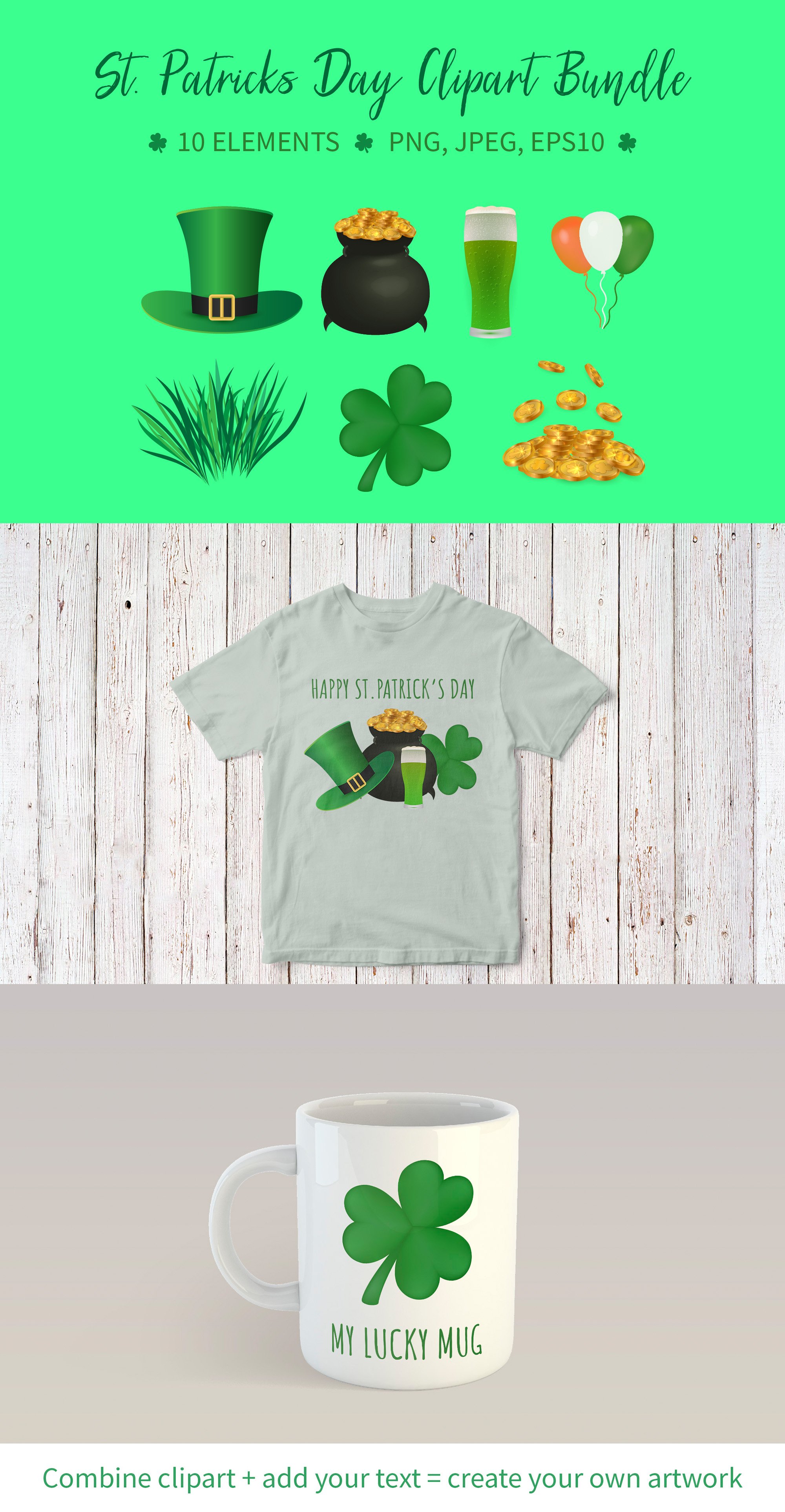 St. Patrick's Day Clipart. Patricks Day Sublimation Bundle