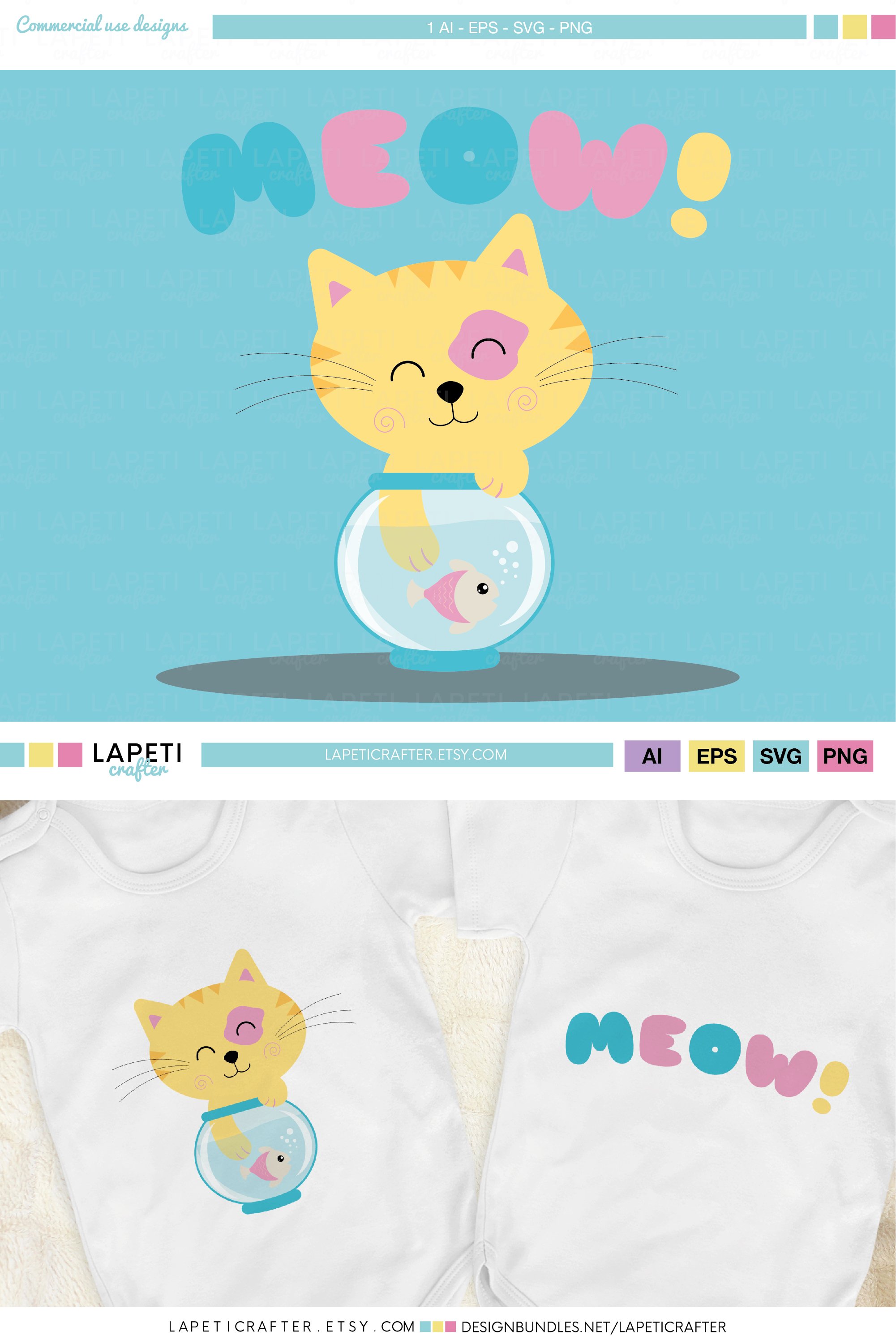 Cute Cat Illustration | Editable File | AI - EPS- SVG -PNG