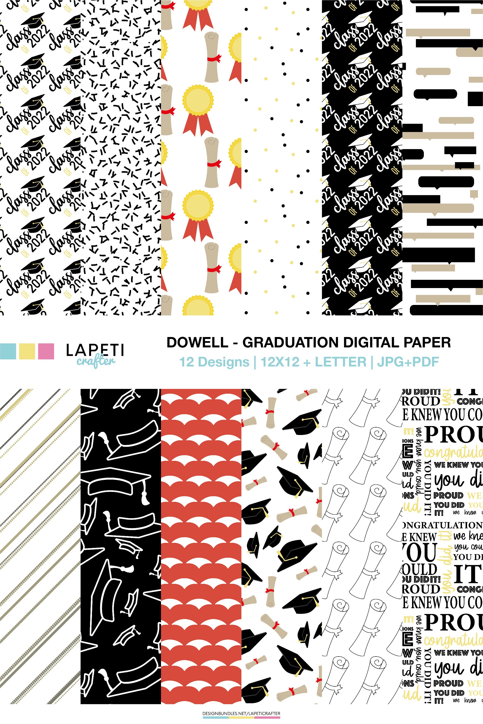 Graduation Party Digital Paper Downloads
