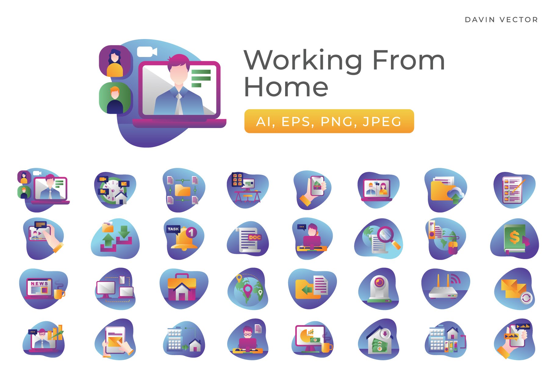 Working From Home Icons