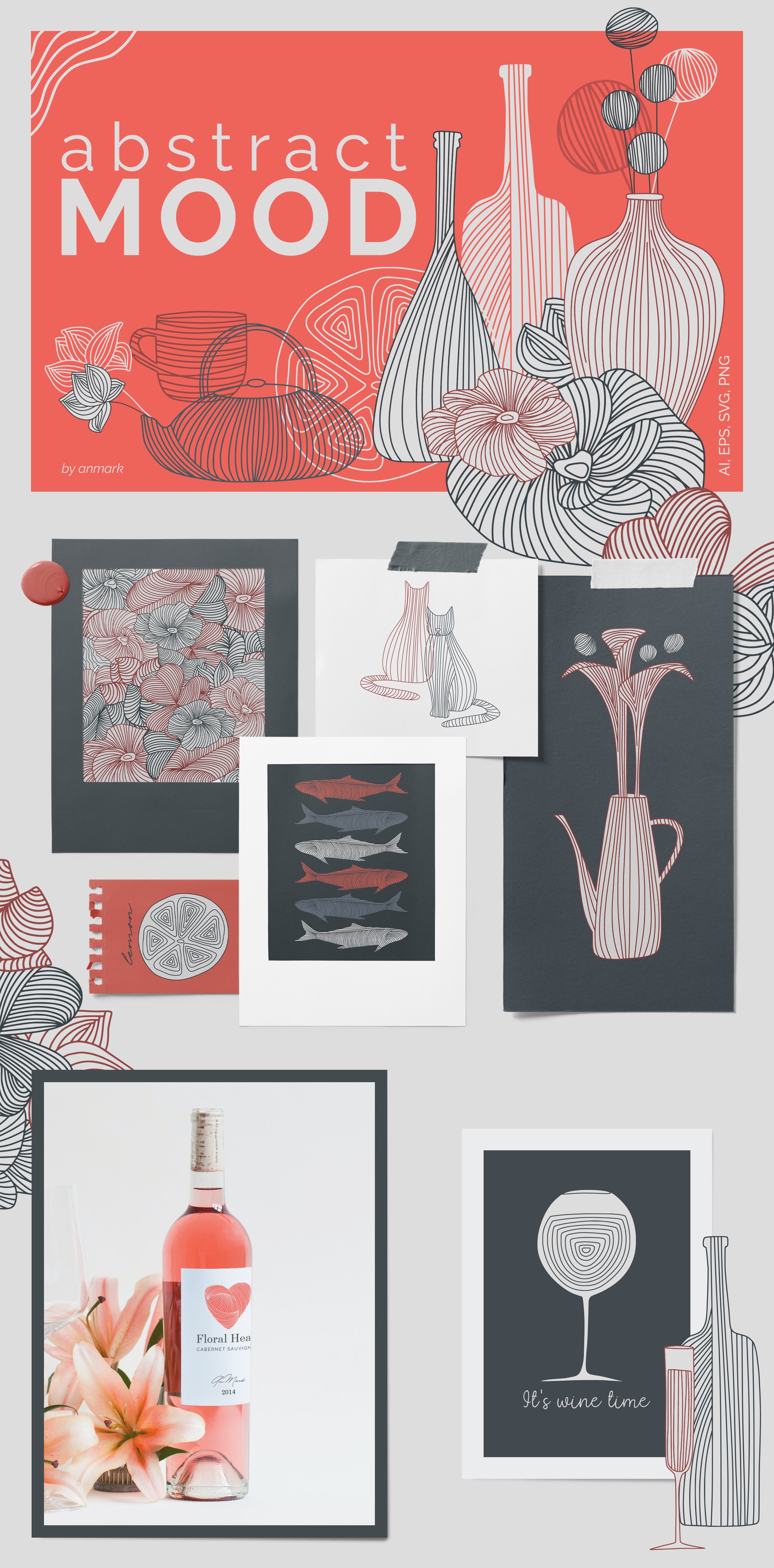 Abstract Mood. Modern line art collection