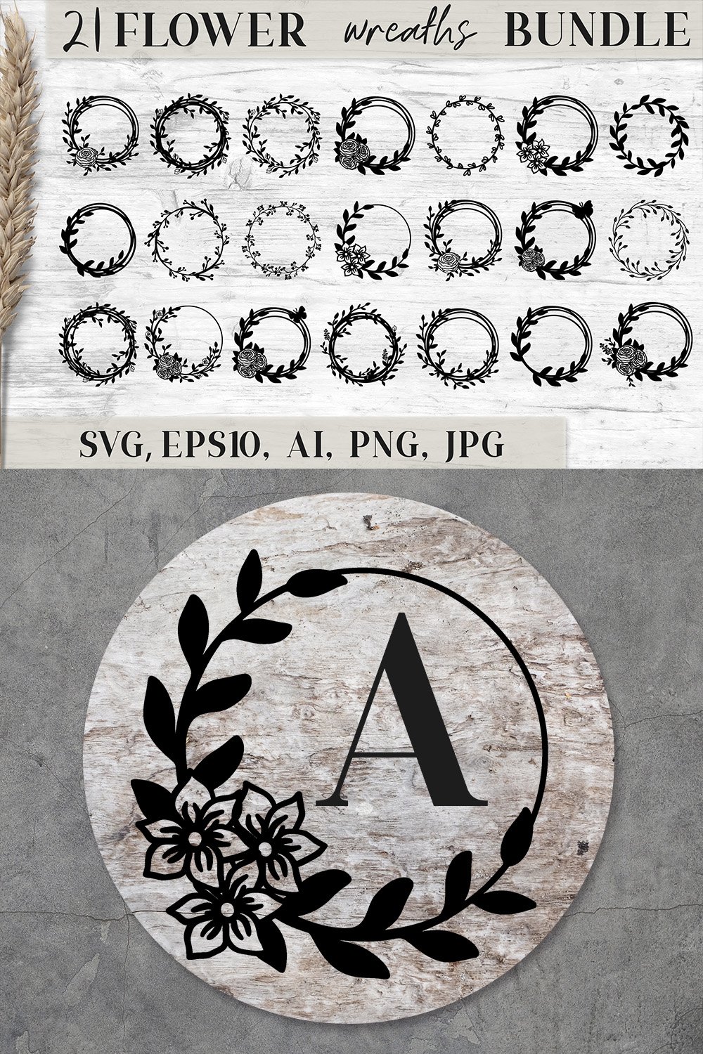 Flower circle wreaths SVG | Round Sign SVG bundle