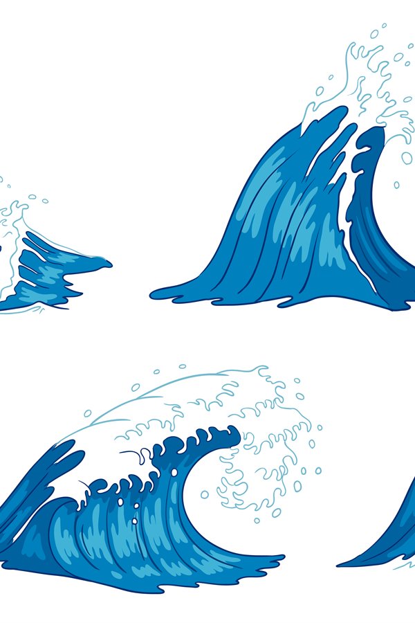 Ocean waves. Raging sea water wave, vintage storm (997698)