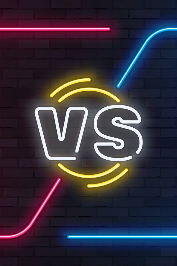 Vs neon. Versus battle game banner with neon empty frames. B