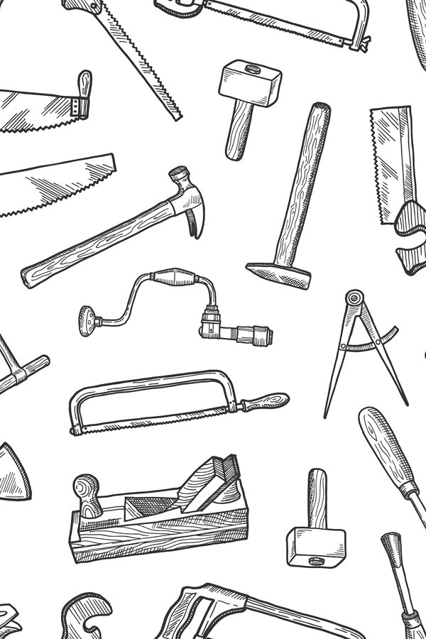 Vector hand drawn carpentry elements pattern or (871897)