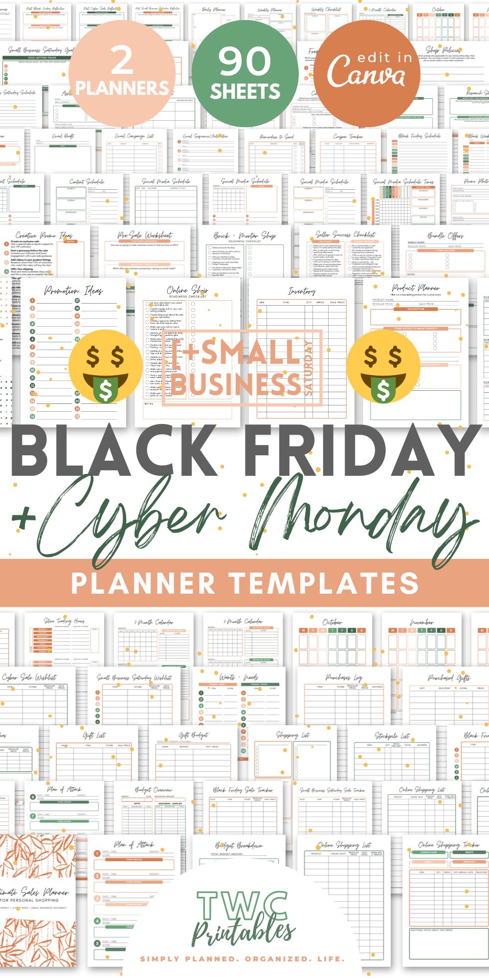 Black Friday planner canva templates