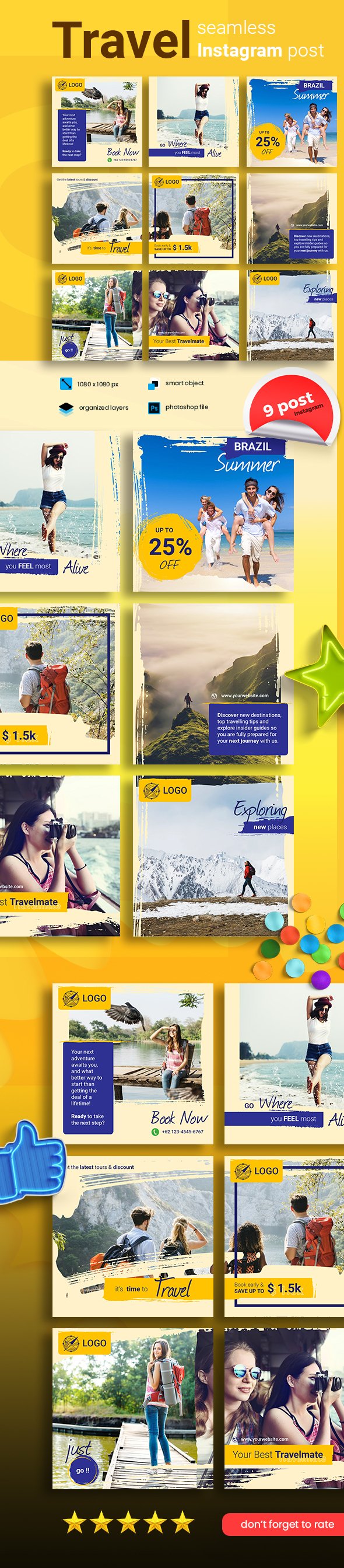 Travel Social Media Post - yellow color theme