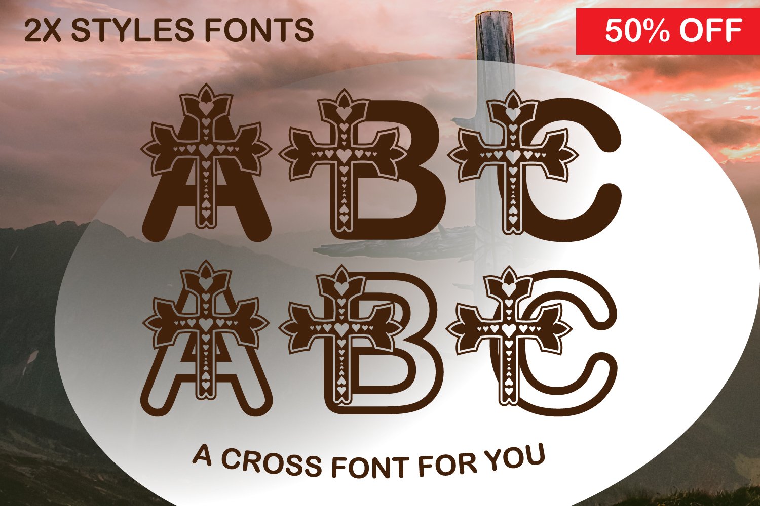 A Cross Love Cute Paper cut Style Font